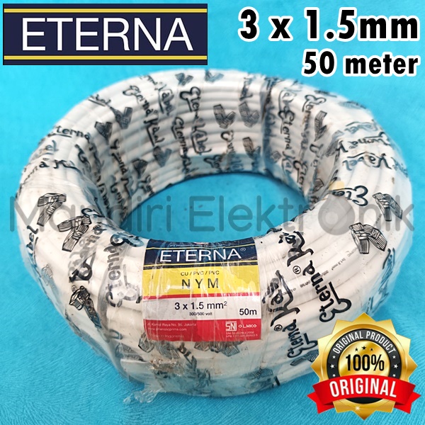 (Roll) Kabel Listrik Eterna NYM 3x1,5 Kawat Tembaga Per Roll 50 meter - Kabel Listrik Eterna ...