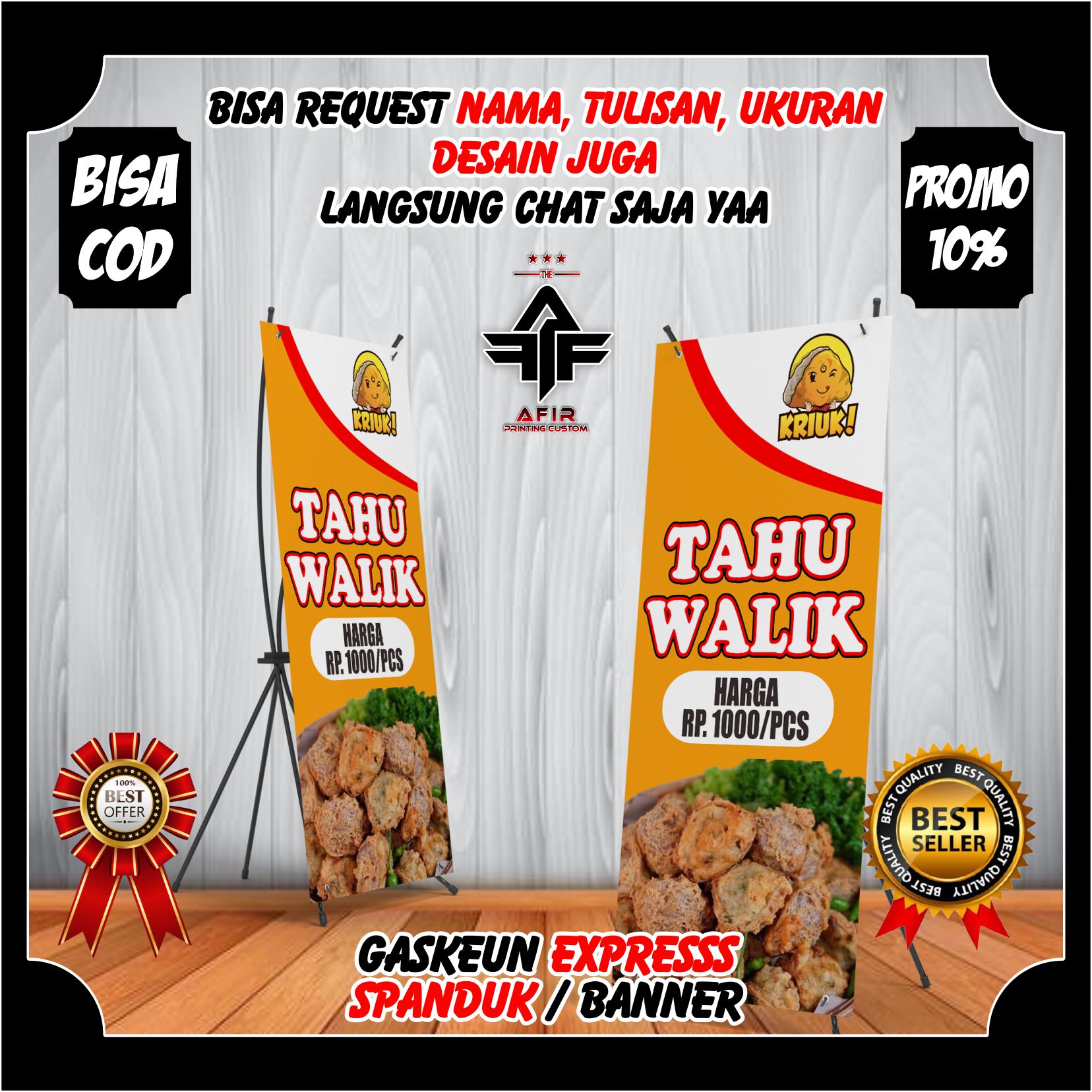 Spanduk Banner Berdiri TAHU WALIK Banner Jualan TAHU WALIK BERKUALITAS ...