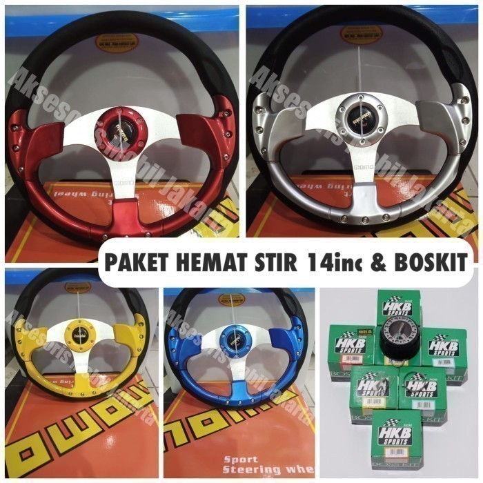 PAKET HEMAT STIR RACING MOMO 14INCH PLUS BOSKIT MOBIL KIJANG | Lazada ...