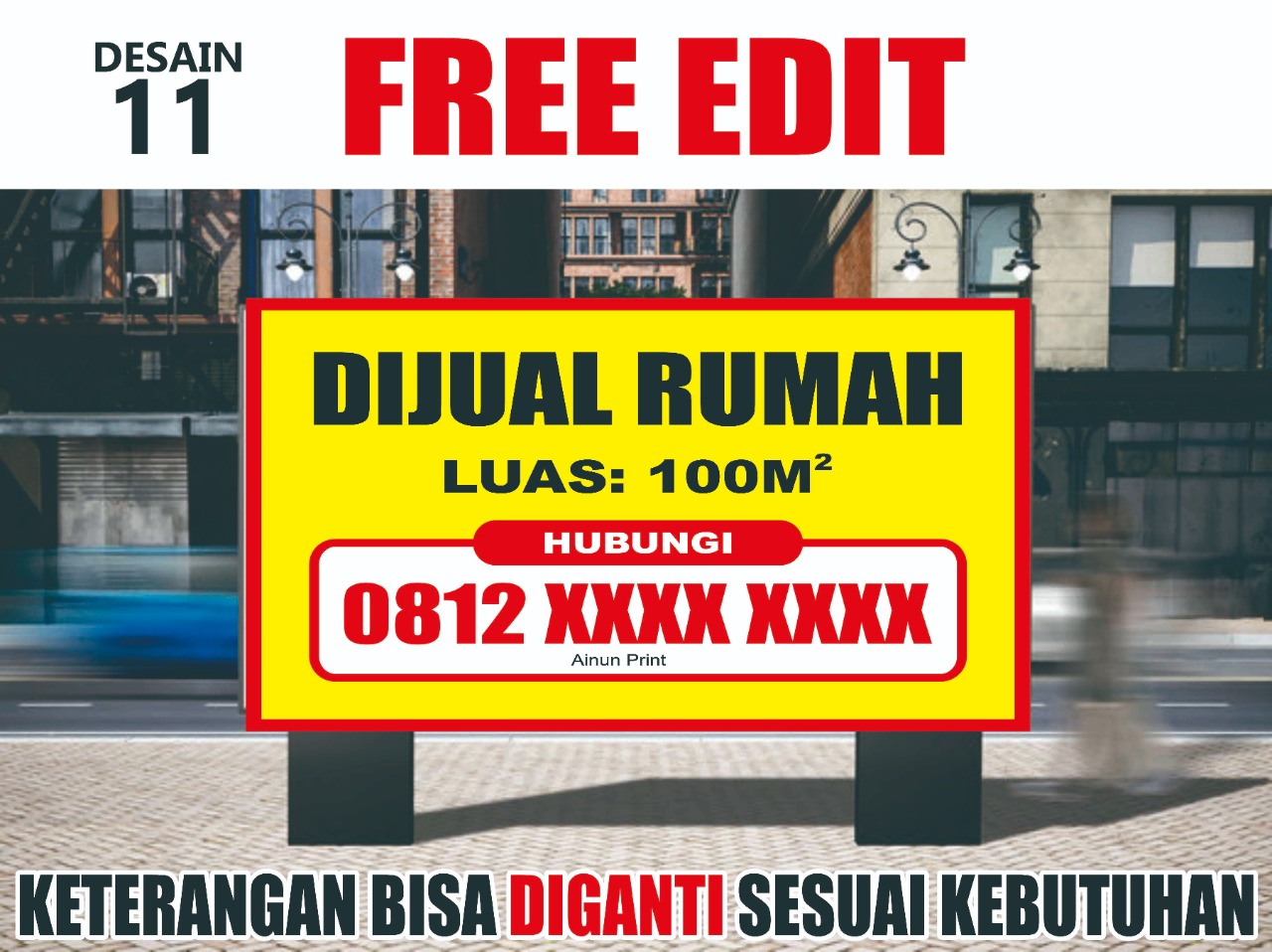 FREE DESIGN Banner Spanduk Rumah / Ruko / Toko Di Jual / Di sewakan ...