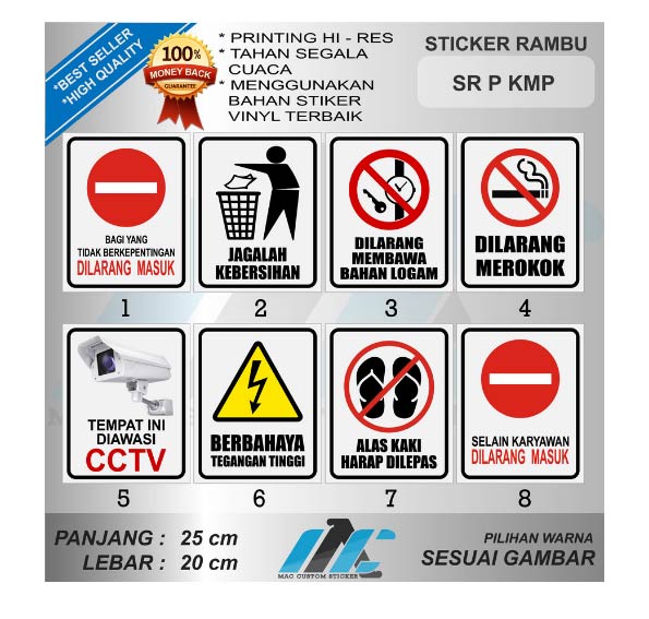 STIKER SIGN, STIKER RAMBU, STIKER PERINGATAN, STIKER SAFETY | Lazada ...