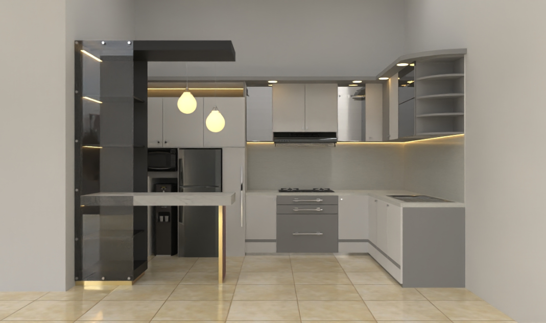 KItchenset Minimalis motif Abu Putih | Lazada Indonesia