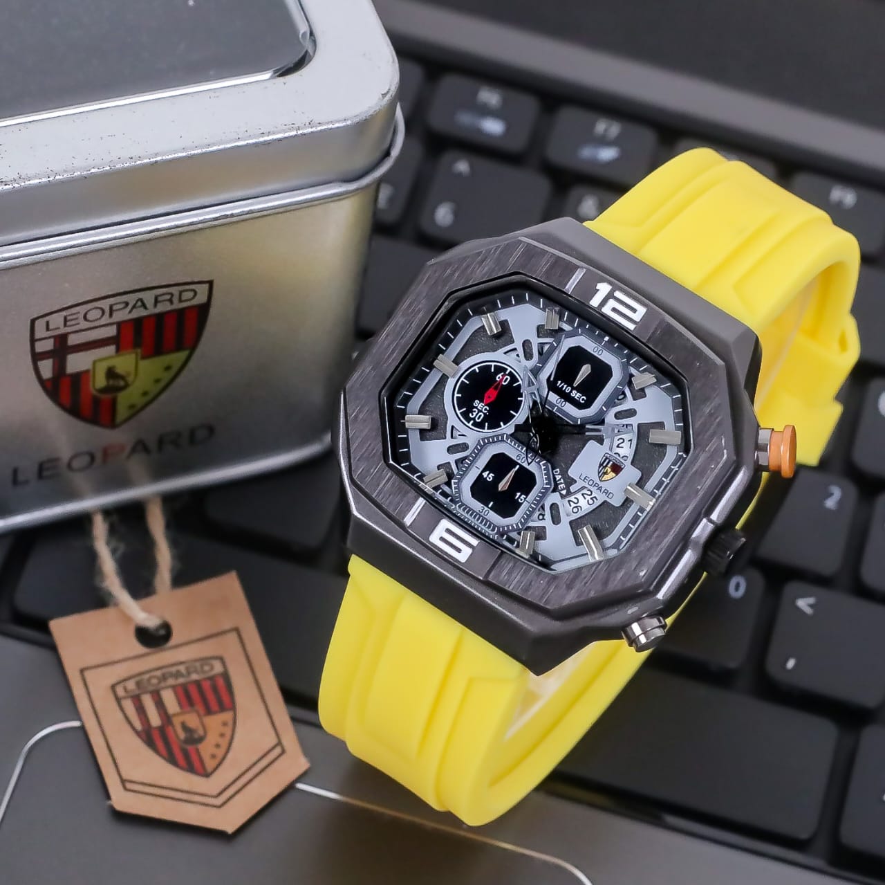 LEOPARD Analog Watch for Men-JAM TANGAN PRIA LEOPARD SERI 8824 TALI ...
