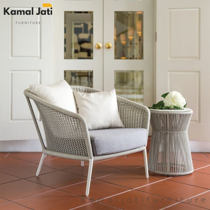kursi teras anyaman tali rope modern, kursi sofa teras, kursi santai ...