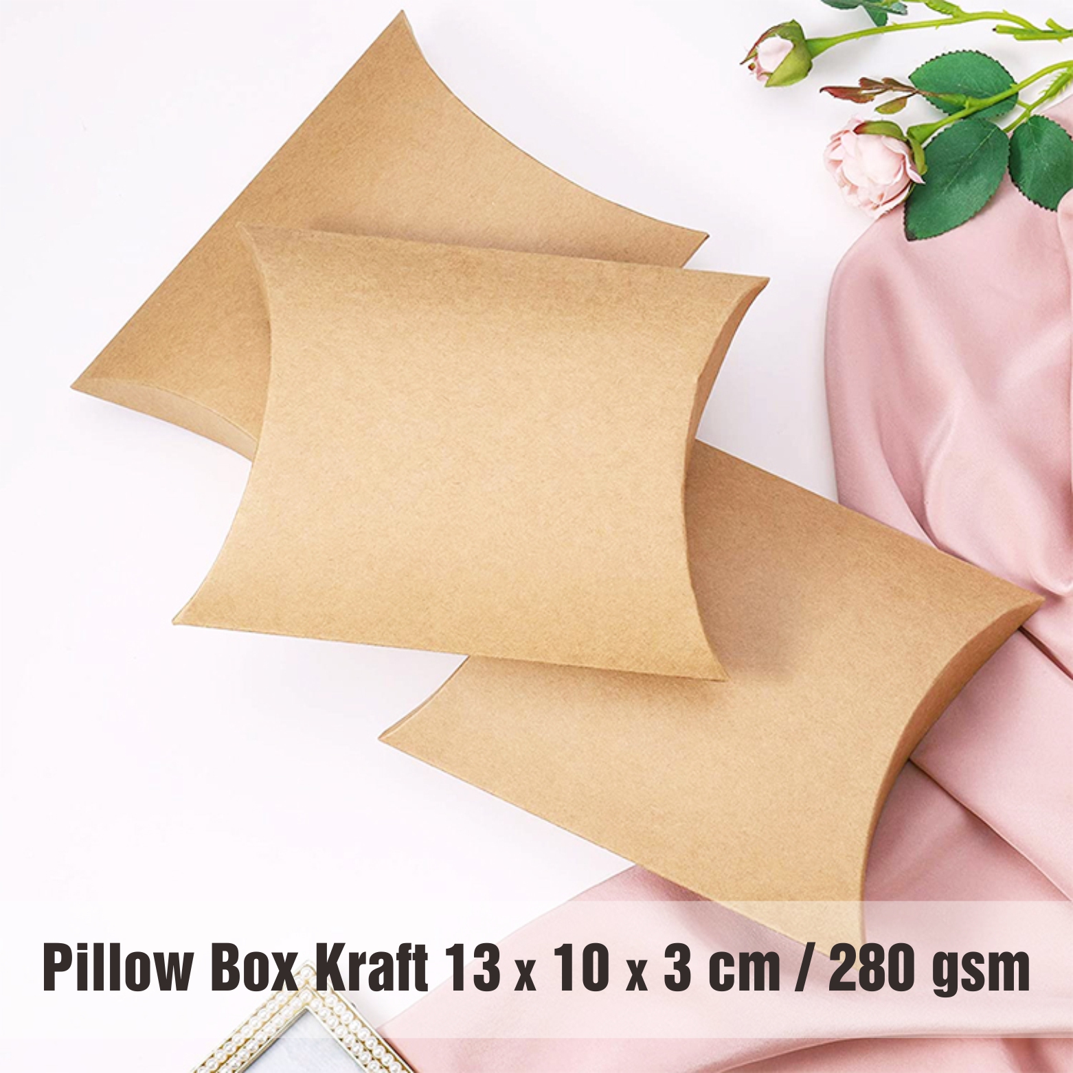Pillow Box Kotak Kado Souvenir Gift Paper Bag Kraft 280 gsm 13x10x3 cm (1 Pack/ 20 Pcs) | Lazada ...