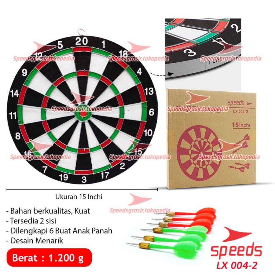 ALAT OLAHRAGA PEMANAH PAPAN DART BOARD 15 INCH DART GAME PRO PENAHAN ...