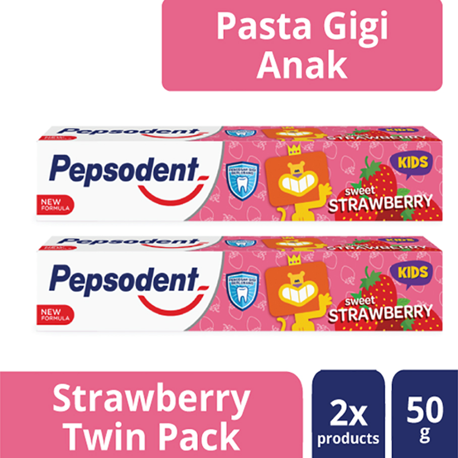 Pepsodent Kids Pasta Gigi Strawberry 50G - Twin Pack | Lazada Indonesia