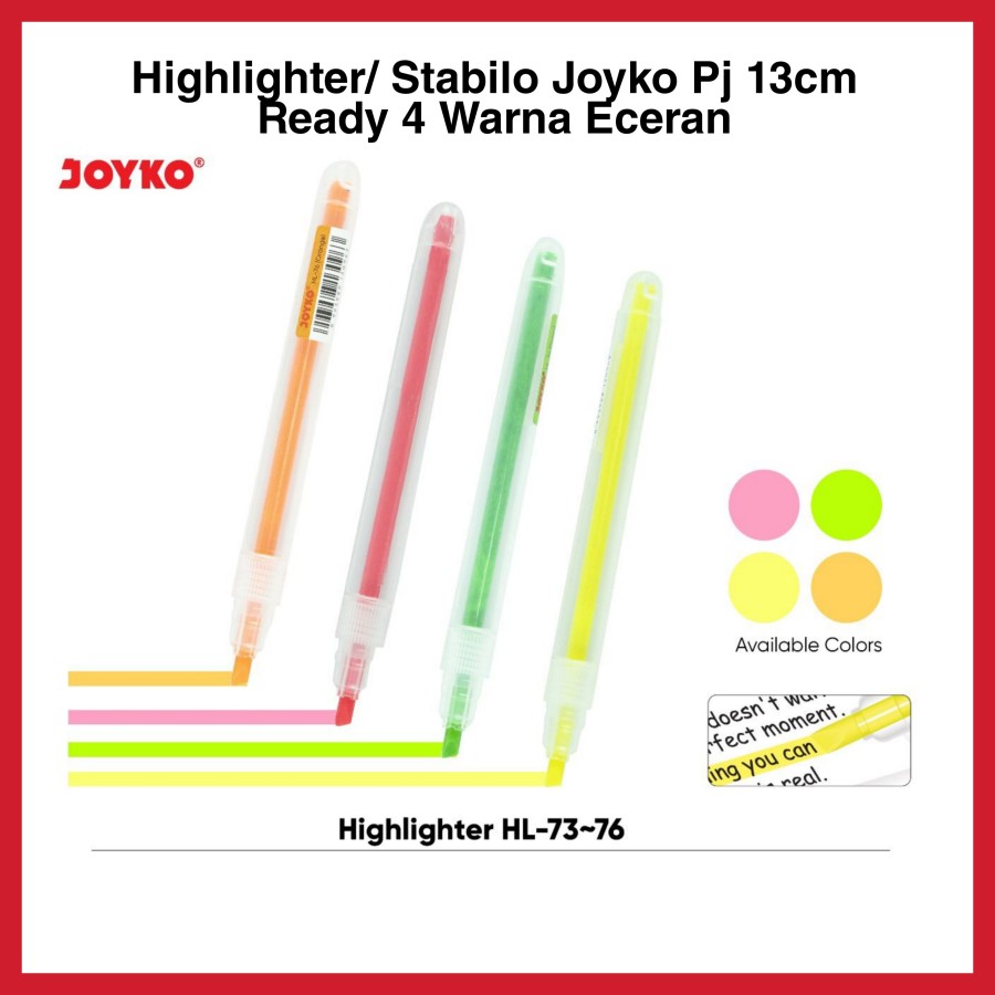 HIGHLIGHTER STABILO PENANDA WARNA JOYKO HL-73-76 | Lazada Indonesia