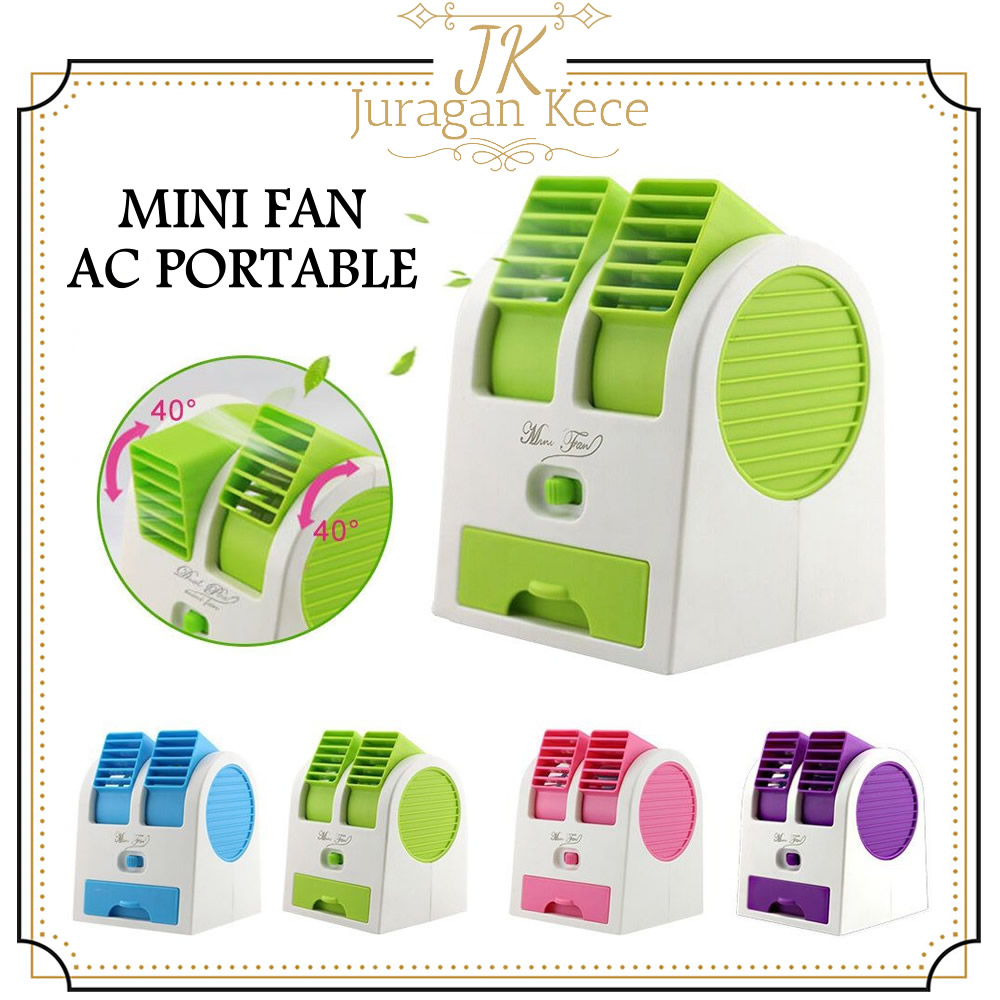 JUKE AC Mini Fan Kipas Angin Meja Portable USB Double Blower Stand Fan ...