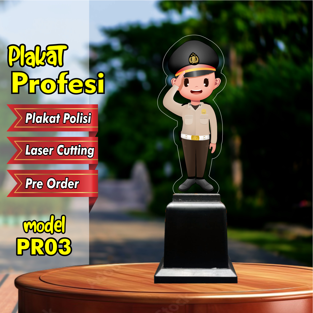 MODEL PR-03 PLAKAT AKRILIK PROFESI POLISI / PLAKAT PIALA HADIAH piala ...