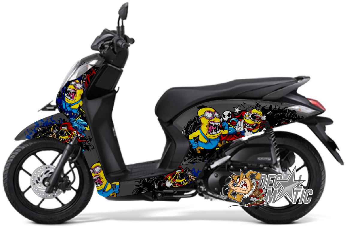 Stiker Full Body Decal Motor Honda Genio Merah Putih Hitam - Minion ...