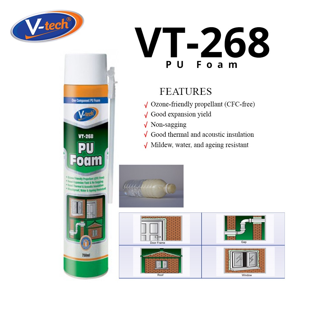 V TECH FOAM 750ml VTech Polyurethane (PU) Sealant Foam V-Tech 750 ml ...