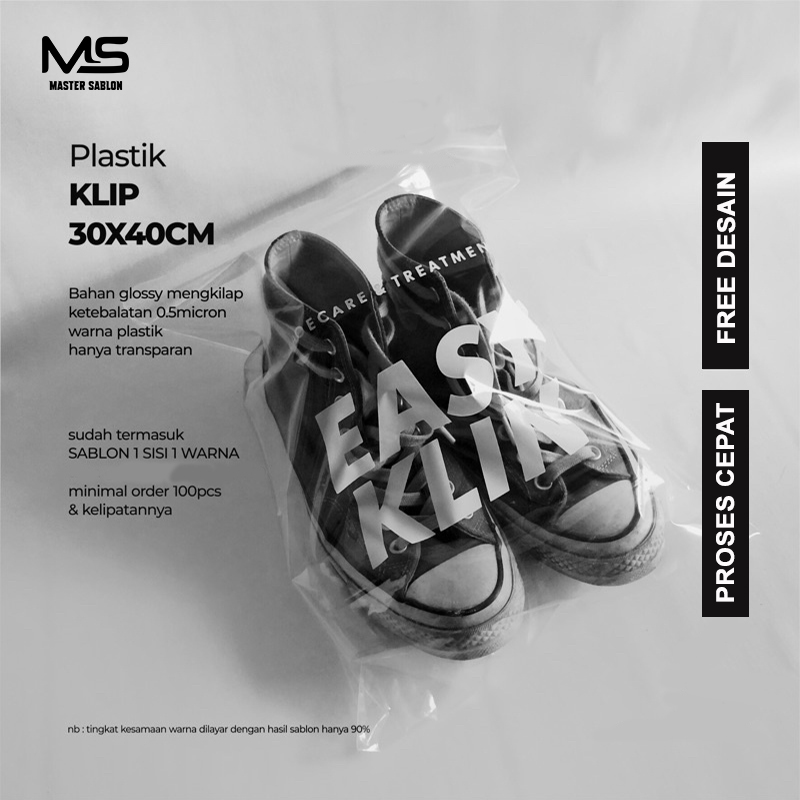 Sablon Plastik Murah Ziplock/Plastik Klip Ukuran 30x40 Tanpa Plong Free ...