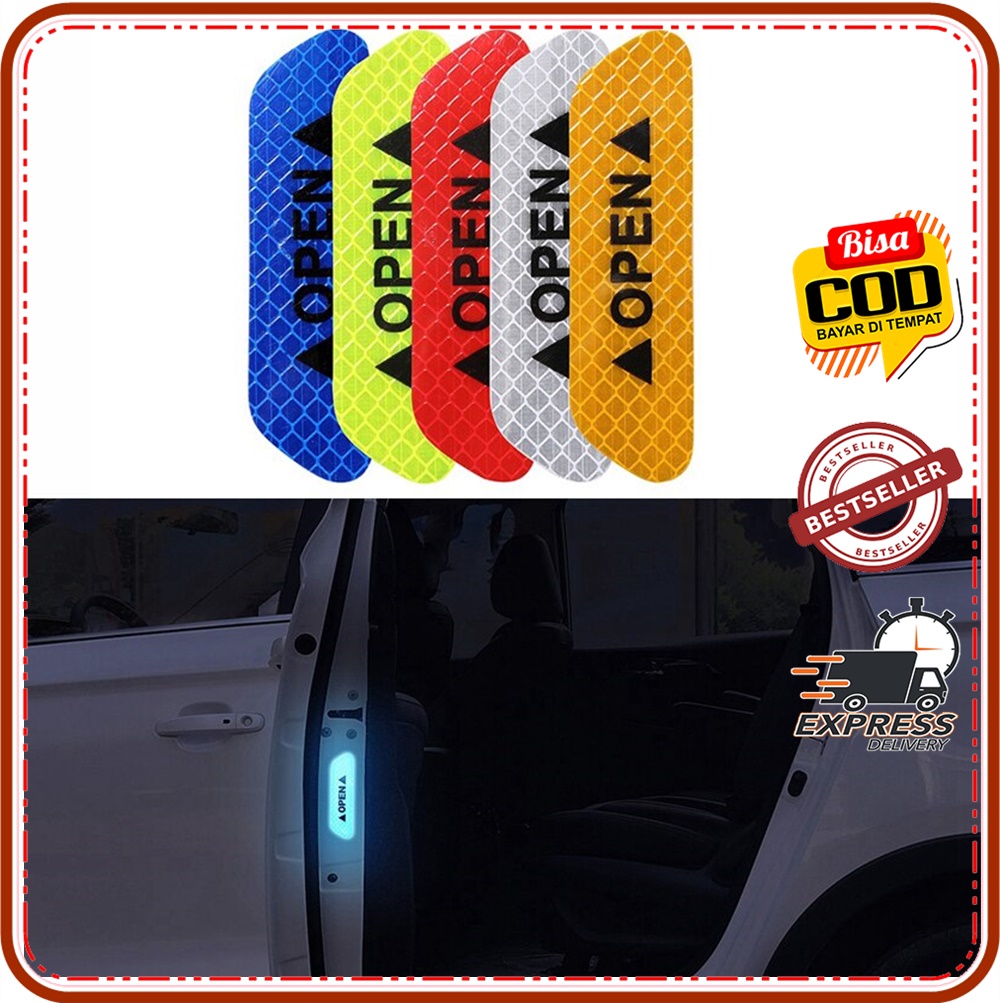 STICKER REFLECTOR PINTU MOBIL OPEN 4 PCS REFLECTIVE STICKER OPEN ...