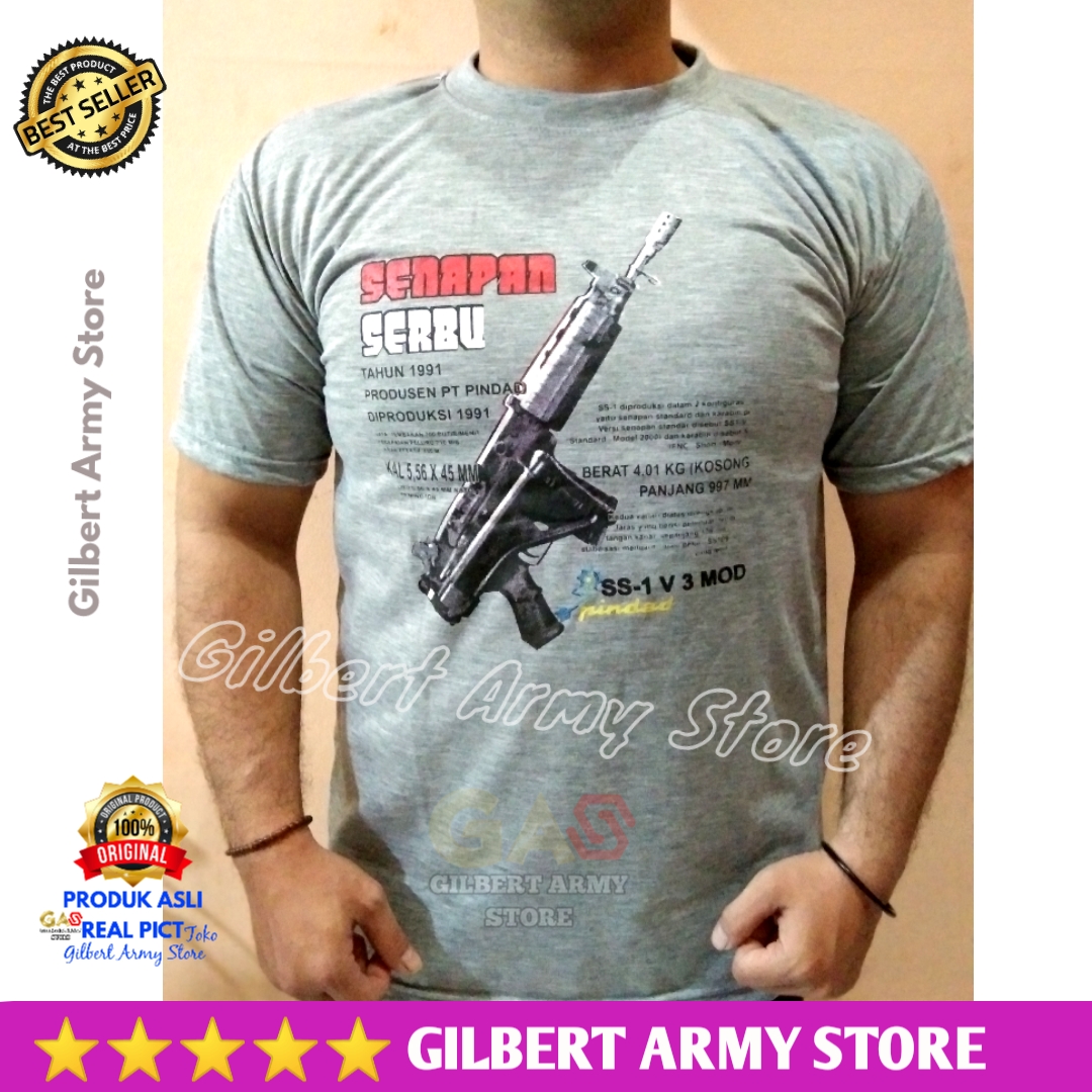 GILBERT ARMY STORE-Kaos Misti Abu Gambar Senapan Serbu Tactical Lengan ... GILBERT ARMY STORE-Kaos Misti Abu Gambar Senapan Serbu Tactical Lengan ...