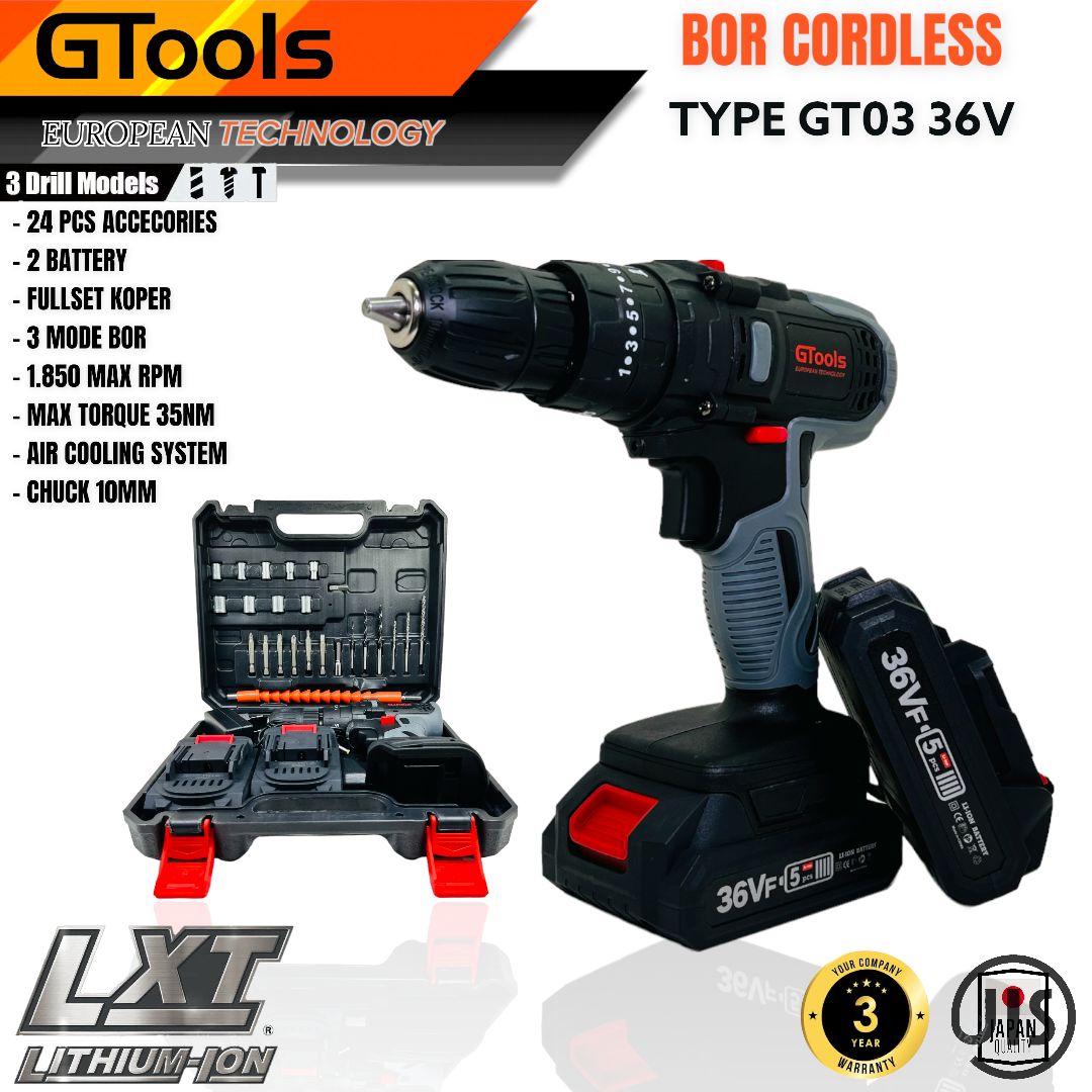 BOR BOSCH MESIN BOR BATERAI DK1036, BOR CORDLESS 36V 10MM IMPACT DRILL ...