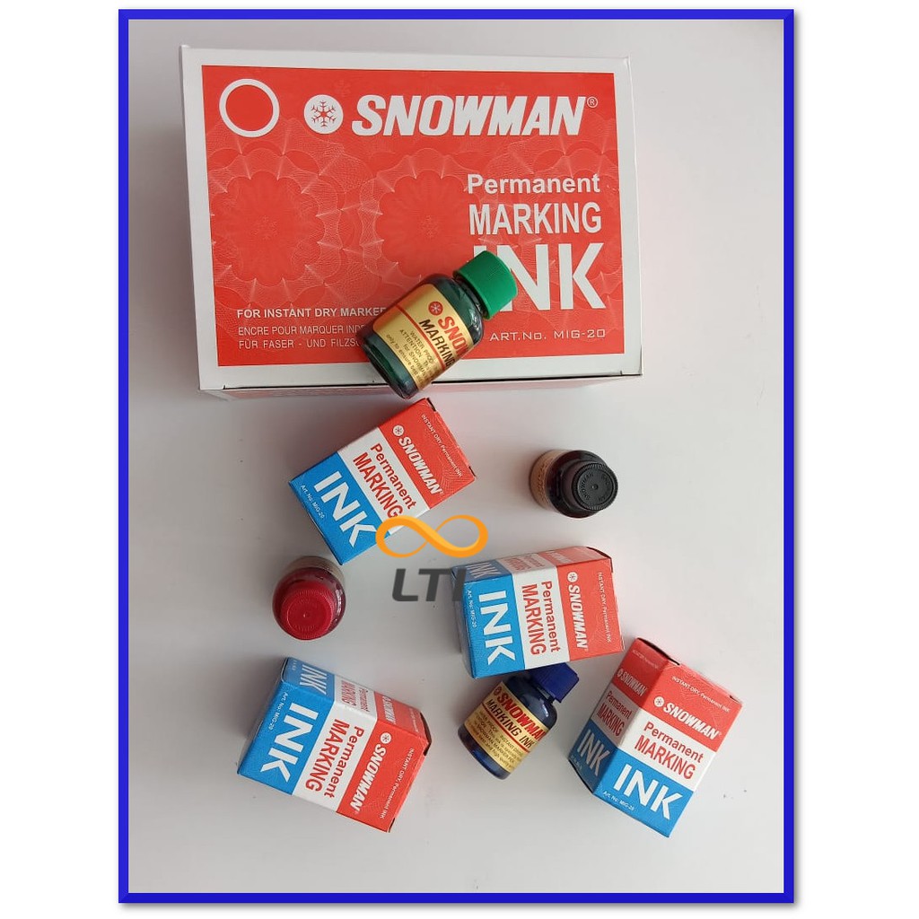 Refill Tinta Snowman Permanen Marking Ink MIG - 20 | Lazada Indonesia