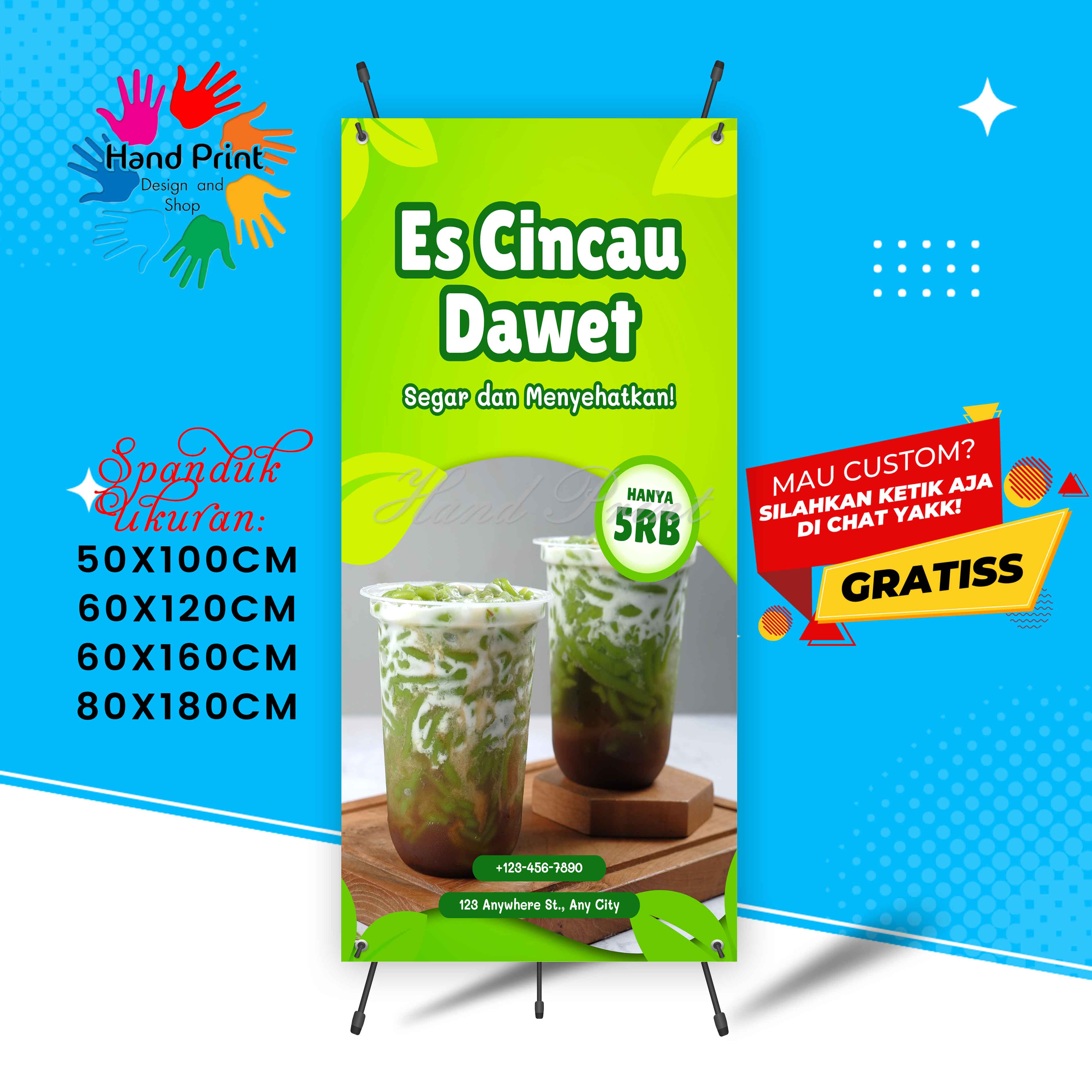 Cetak Spanduk Banner Jualan Cincau Dawet Hijau MMT Spanduk Custom ...