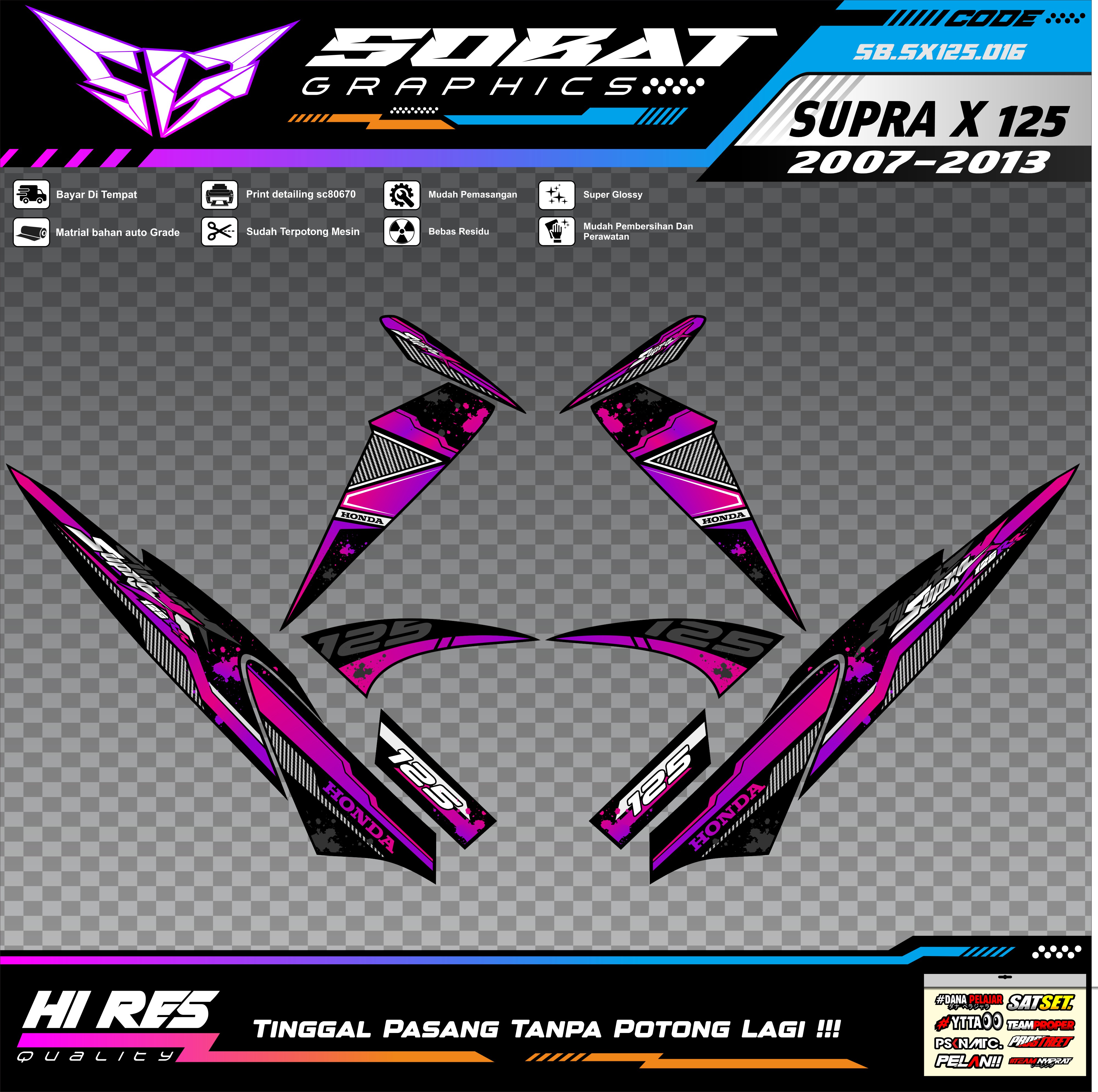 STRIPING SUPRA X 125 FI- STICKER STRIPING VARIASI WARNA TERBARU HONDA ...