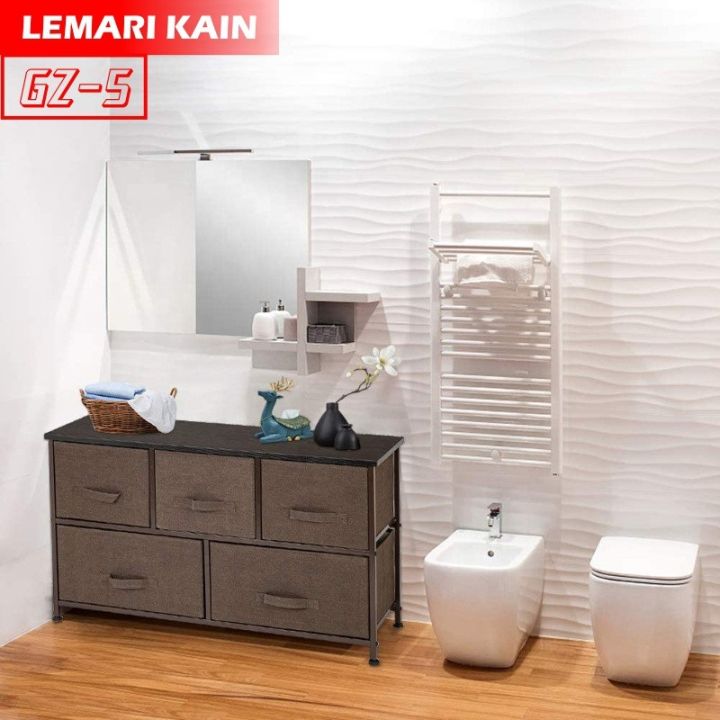 Lemari Kain Linen 5 Laci Serbaguna / Rak Lemari Penyimpanan Portable ...