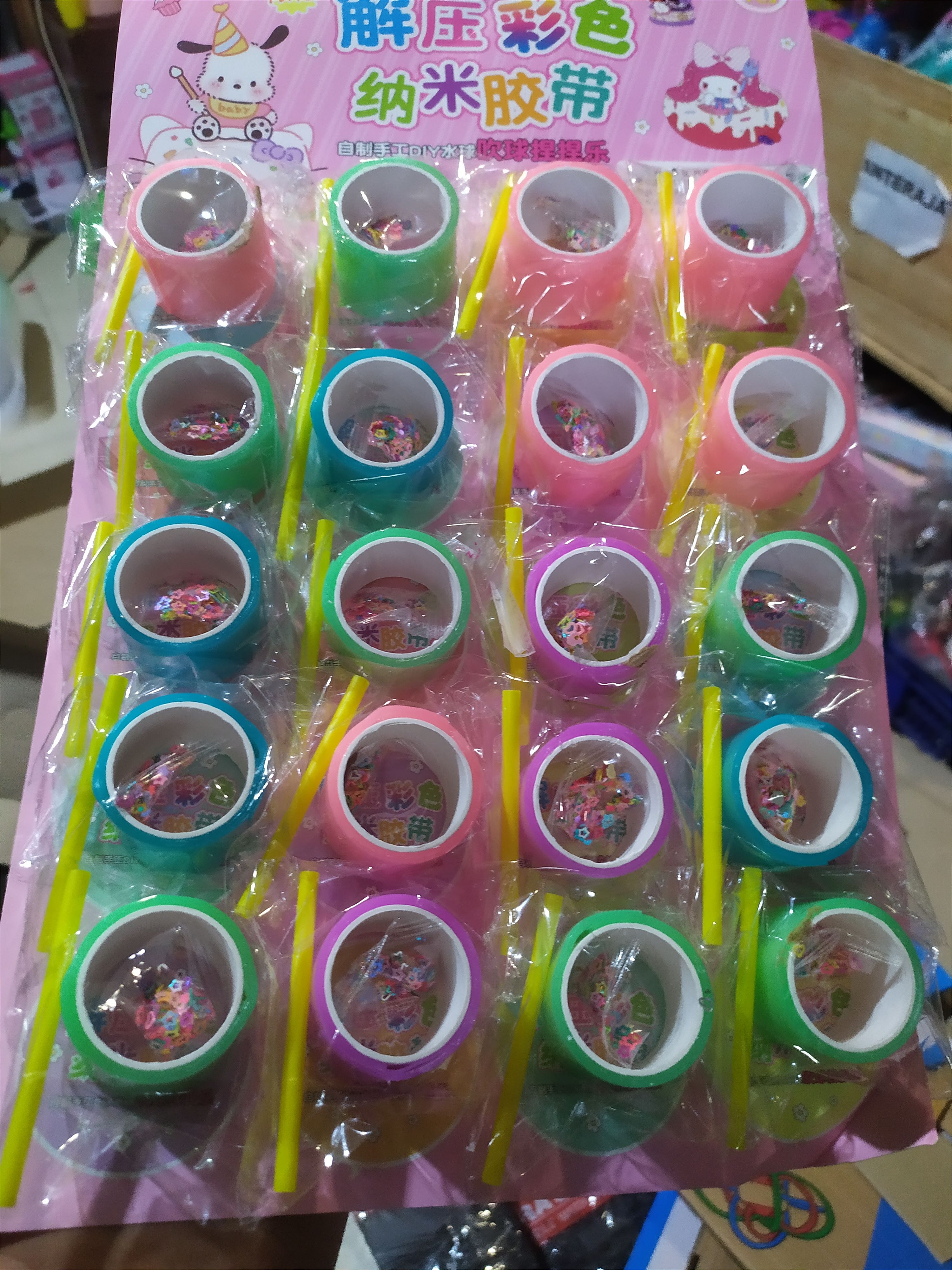 Mainan anak Nano tape Diy blow bubble balon tiup Warna viral dan manik ...