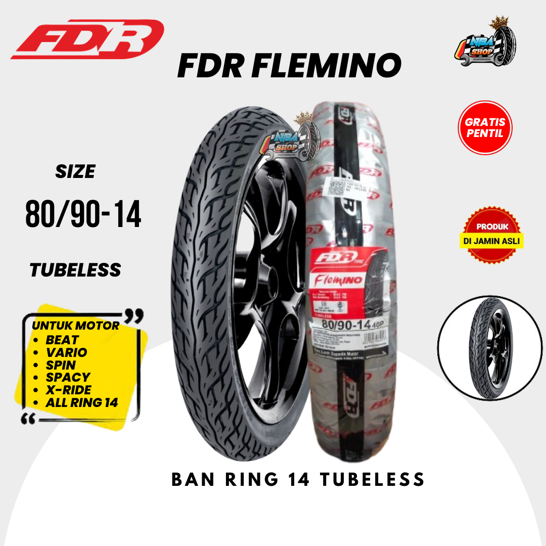 Ban Motor Ring 14 80/90-14 FDR Flemino Tubeless dan Original | Lazada ...