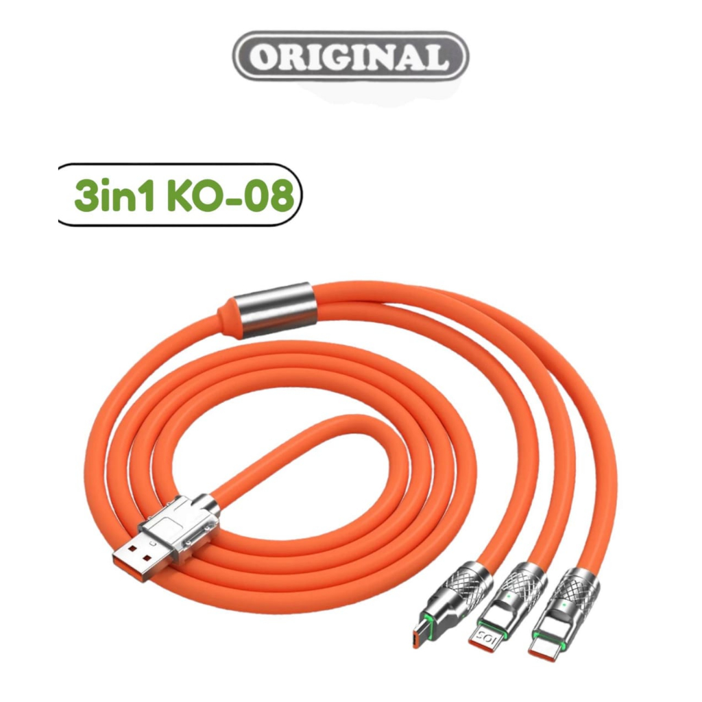 KABEL DATA ORIGINAL 3IN1 model KO-08 denagn 3 jenis colokan MICRO USB ...