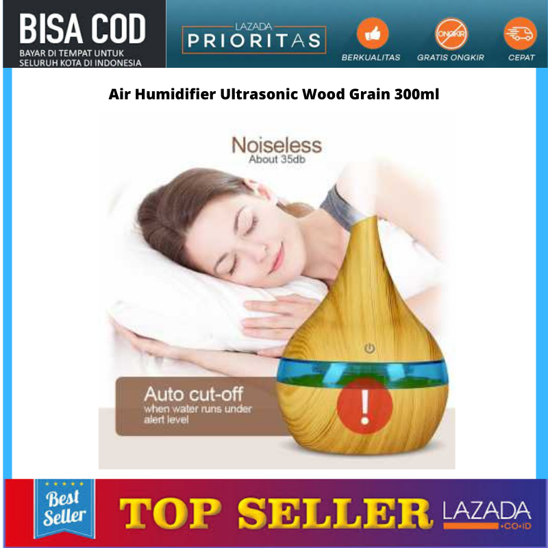 Air Humidifier Ultrasonic Wood Grain 300 ml / Alat Pengharum Ruangan ...