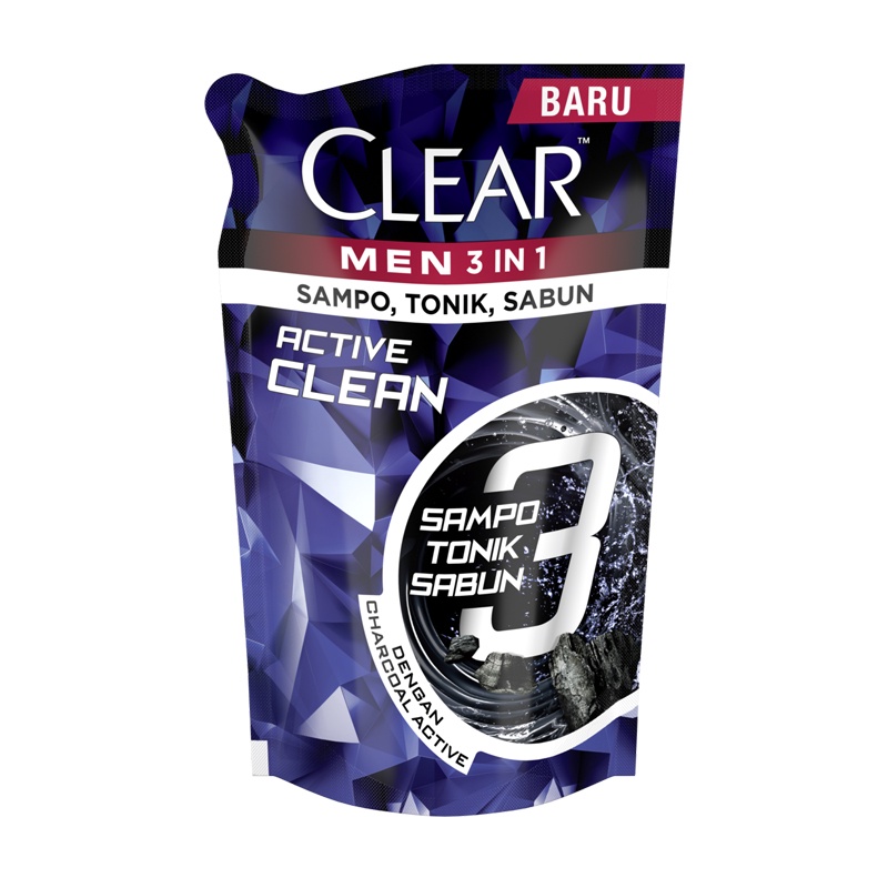 Clear Men 3in1 (Sampo Tonik Sabun) Active Clean Refill 280ml | Lazada ...