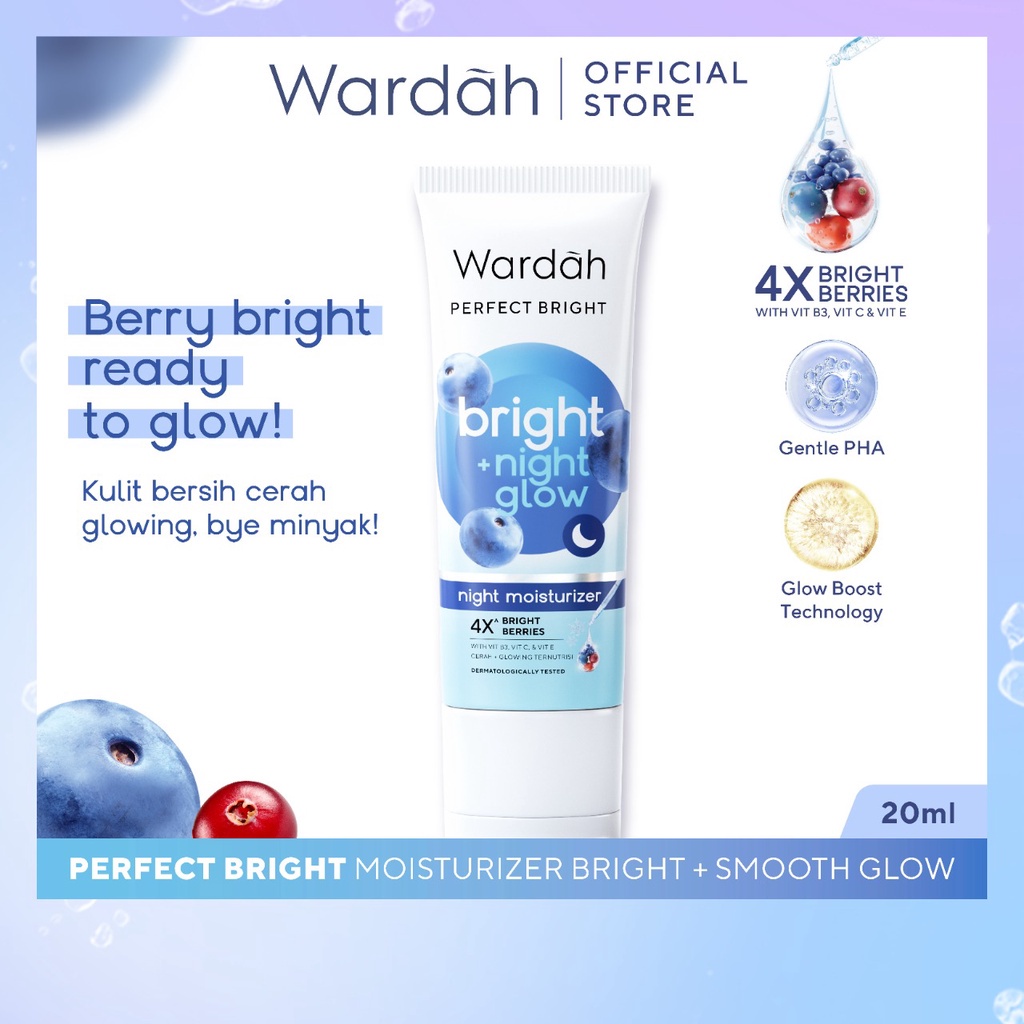 Wardah Perfect Bright Bright + Night Glow Night Moisturizer 20 ml ...