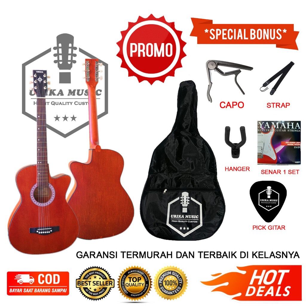 PROMO GITAR AKUSTIK MURAH gitar untuk pemula warna hitam coklat natural ...