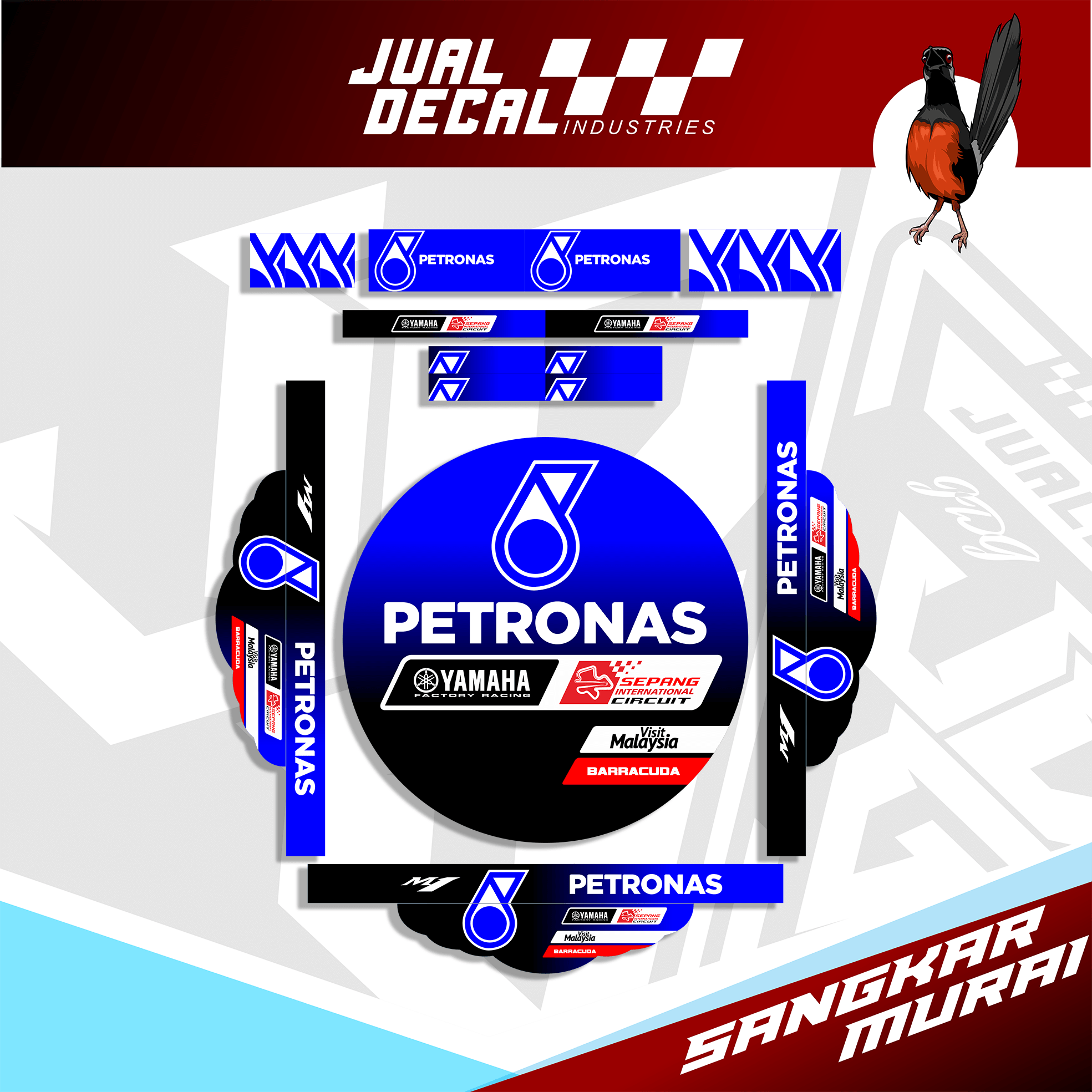 Stiker Decal Tebok Murai Batu PETRONAS Variasi Sangkar Kandang Burung ...