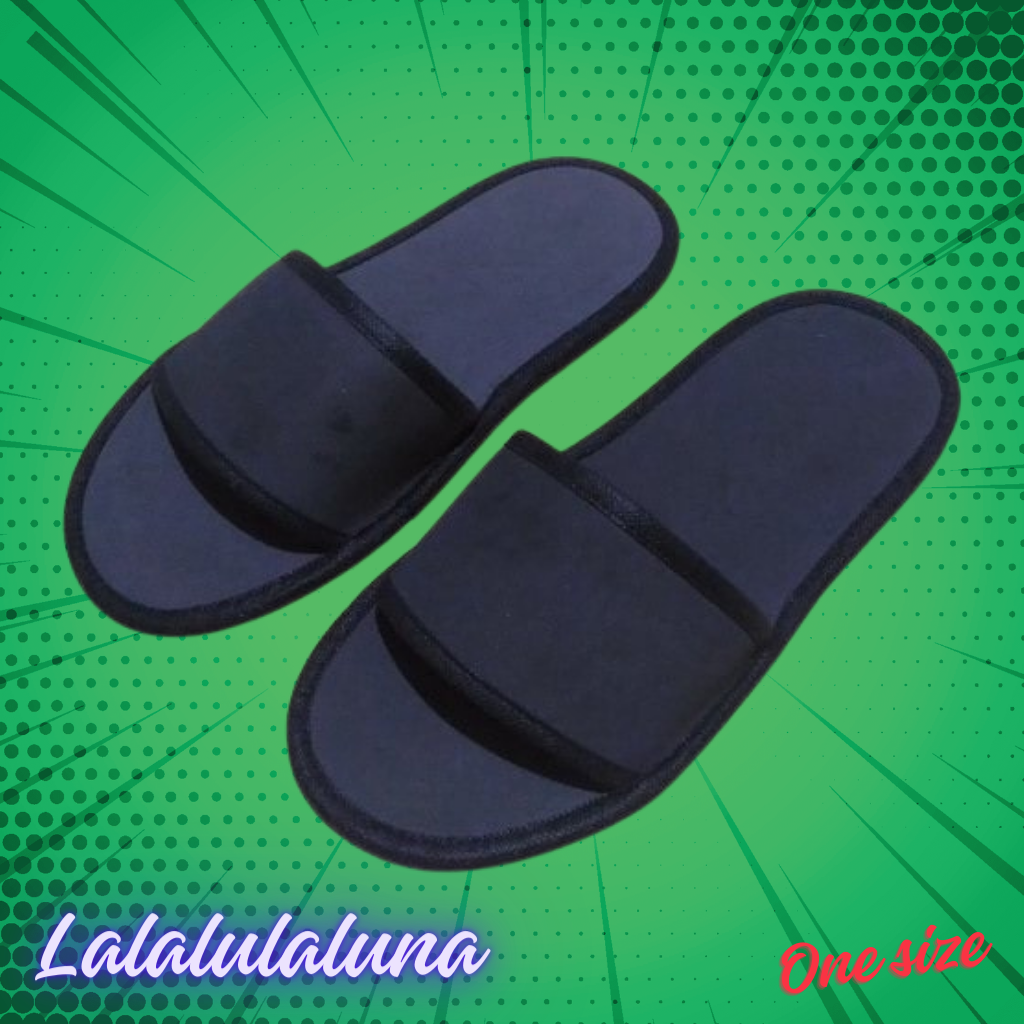 Sendal hotel hitam polos murah tipis 3mm anti slip satu ukuran dewasa ...