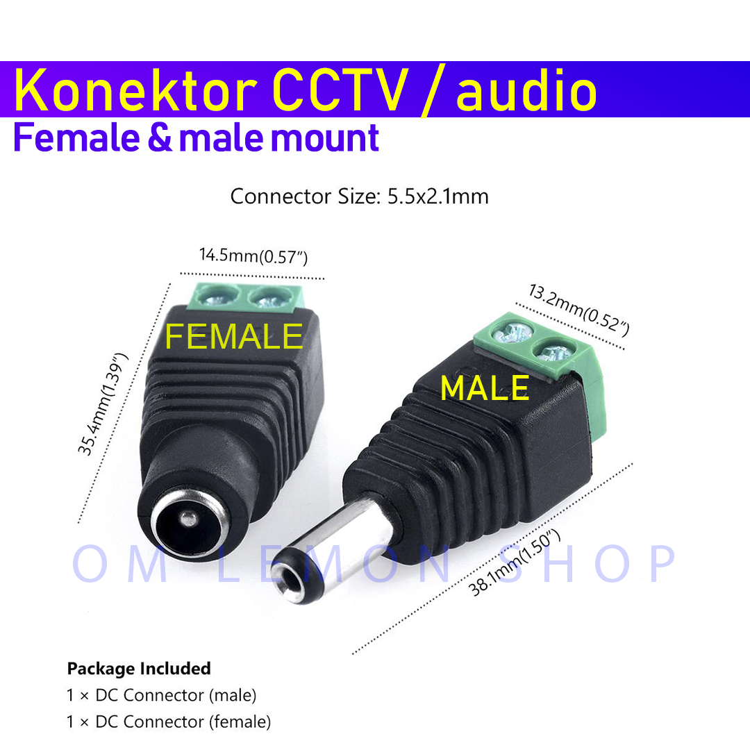 Konektor CCTV jek jack socket soket DC female male | Lazada Indonesia
