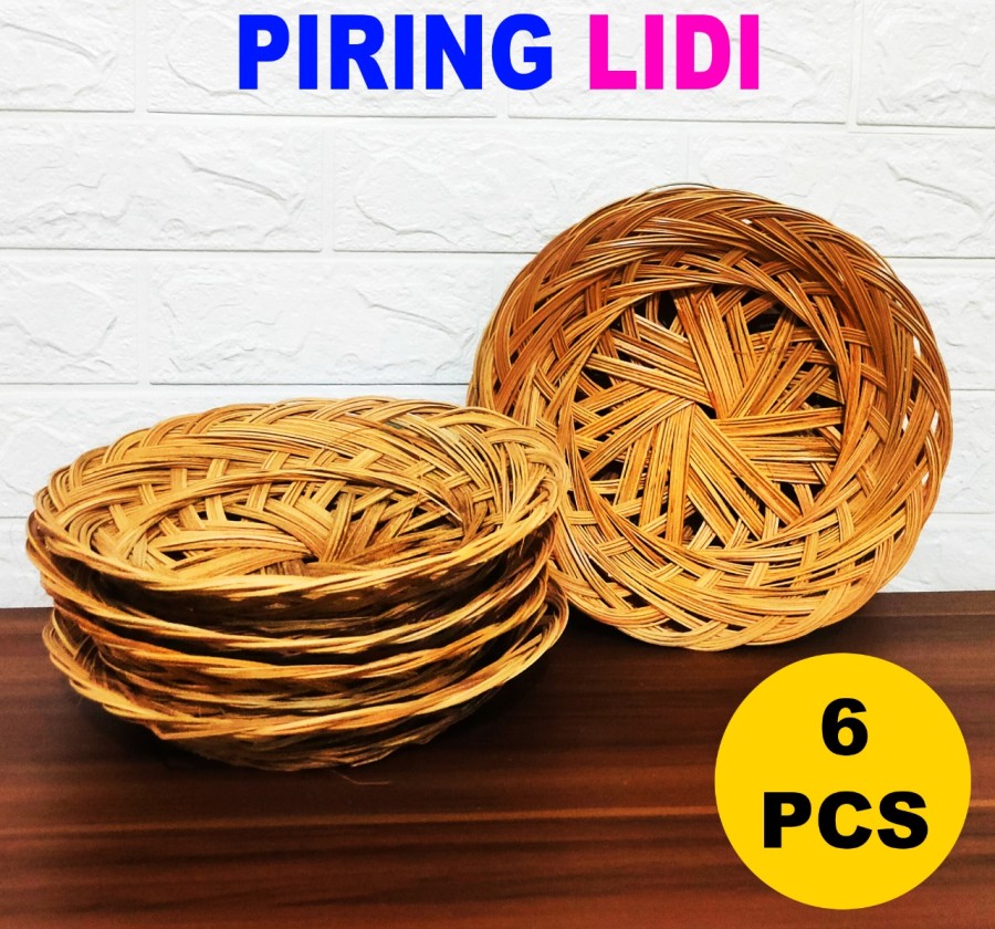 Piring Lidi 6 Pcs - Piring Anyaman Rotan Bambu - Piring Angkringan ...