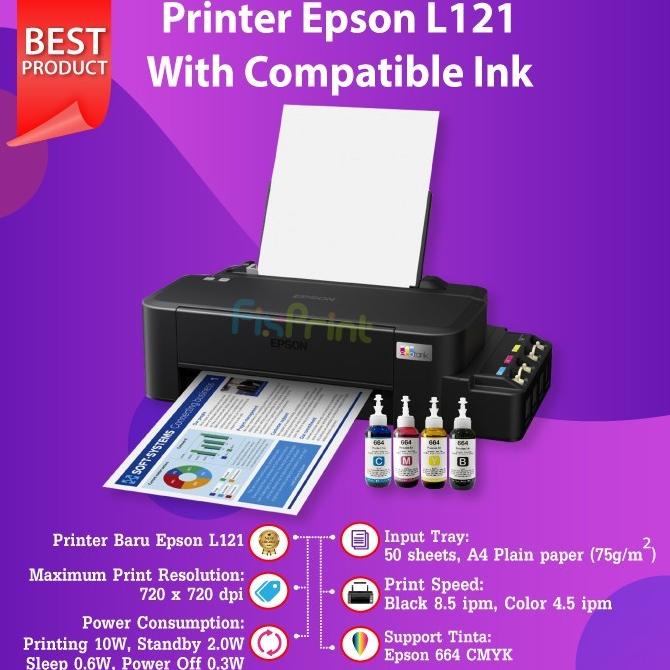 Epson L121 Print Only L-121 L 121 Printer Pengganti L120 Infus 4 Warna ...