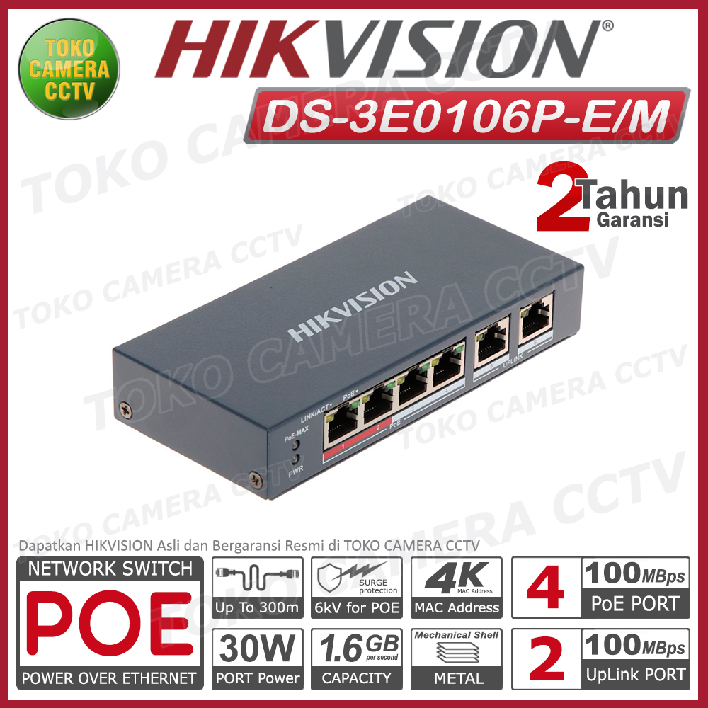 SWITCH POE 4 PORT HIKVISION DS-3E0106P-E/M | Lazada Indonesia