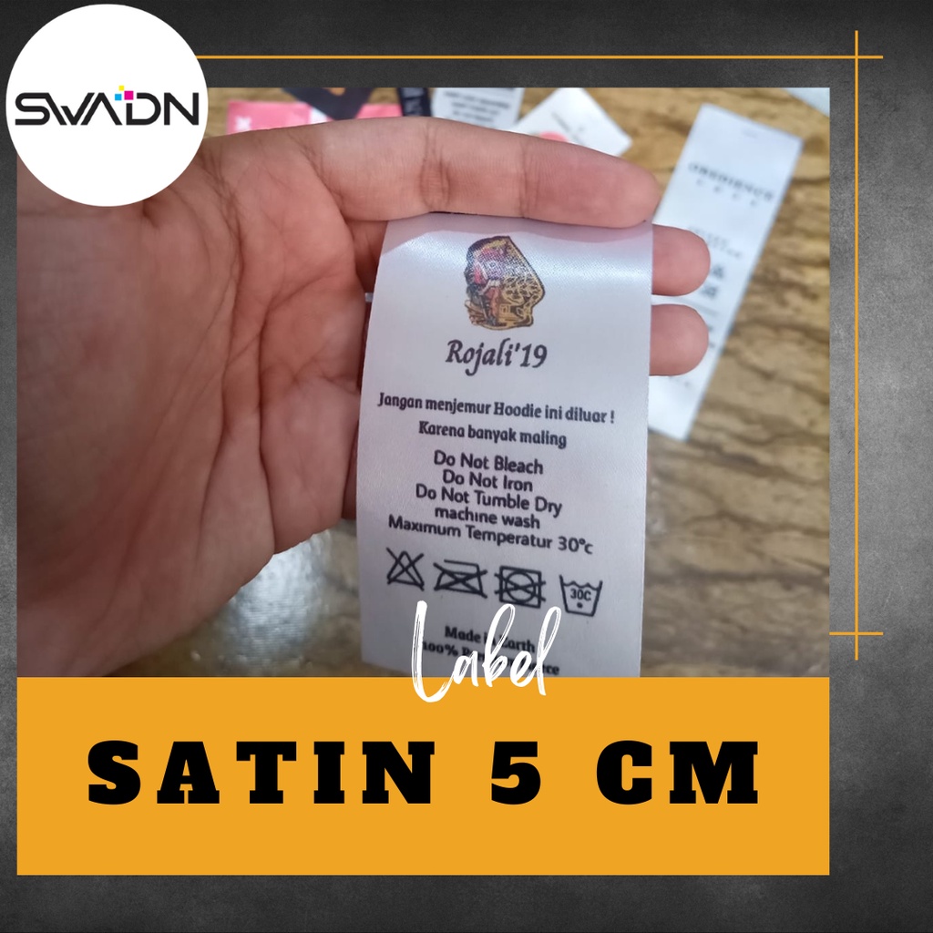 LABEL BAJU SATIN 5 CM / LABEL KERUDUNG / LABEL SATIN CUSTOM / LABEL ...