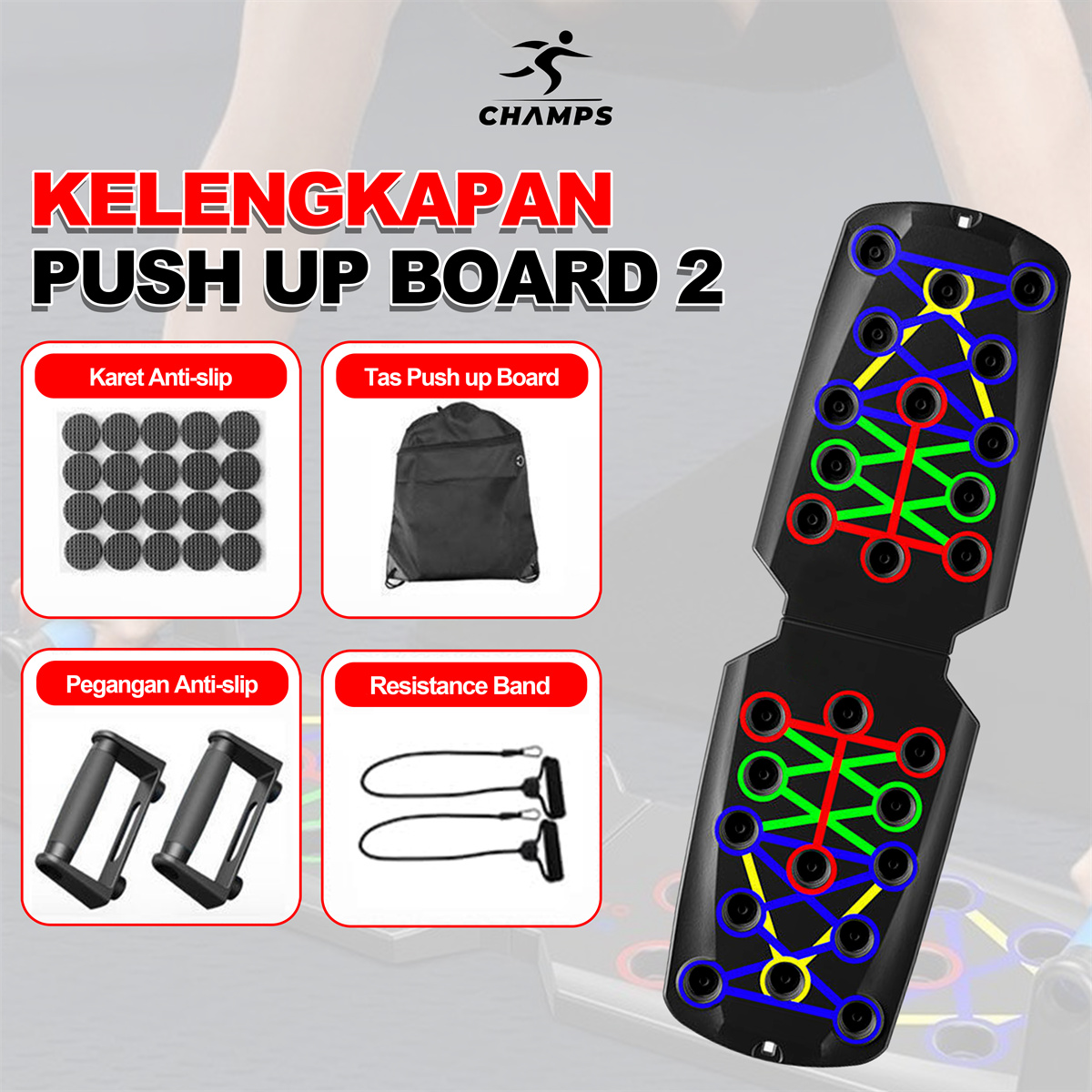 CHAMPS Push Up Board Alat Olahraga Untuk Di Rumah Push Up Stand Alat ...