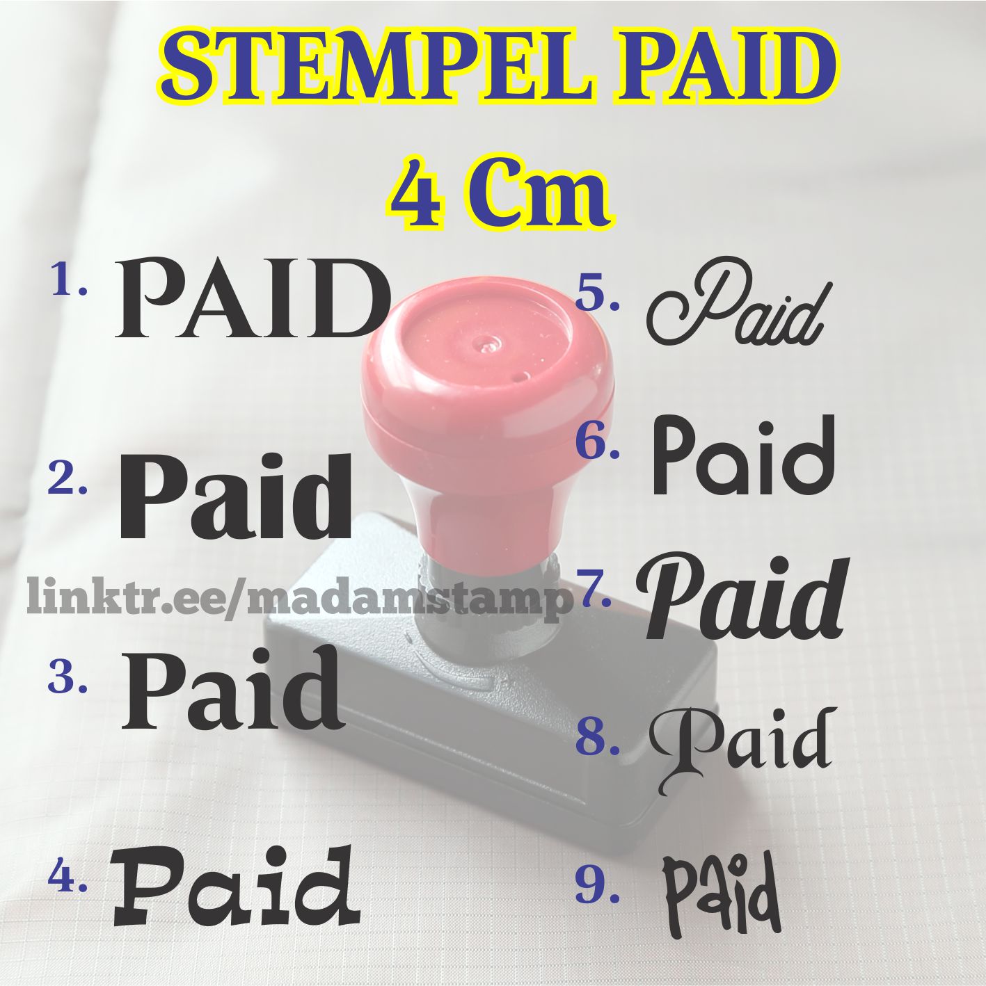 stempel PAID 4cm lunas stamp toko nama flash murah otomatis | Lazada ...