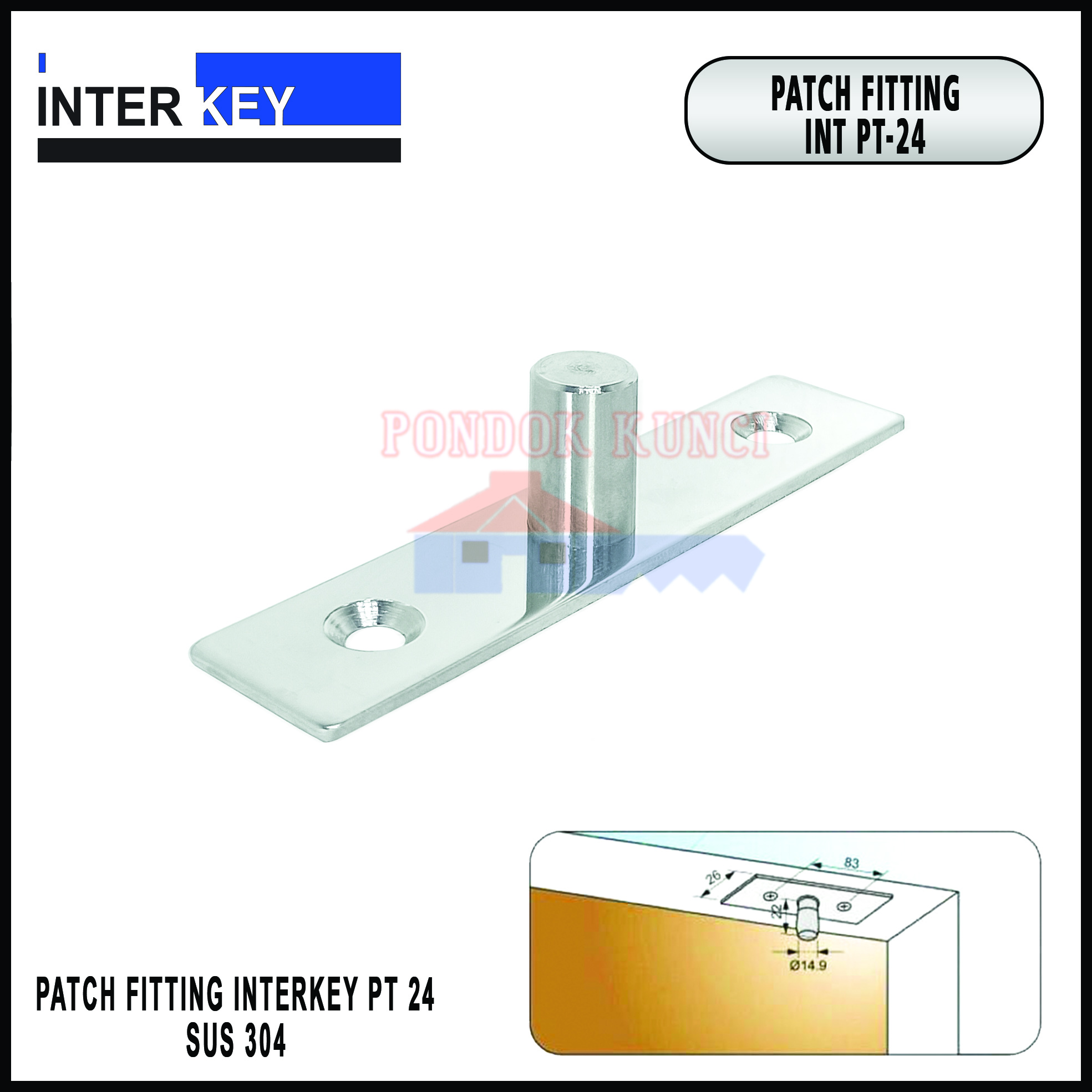 PATCH FITTING PT 24 INTERKEY TOP FITTING PINTU KACA PT 24 | Lazada ...