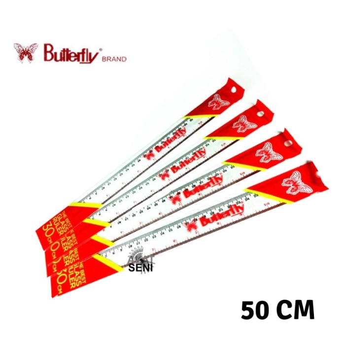 Penggaris Plastik 50cm Butterfly 50 cm Bening Penggaris Mika | Lazada ...