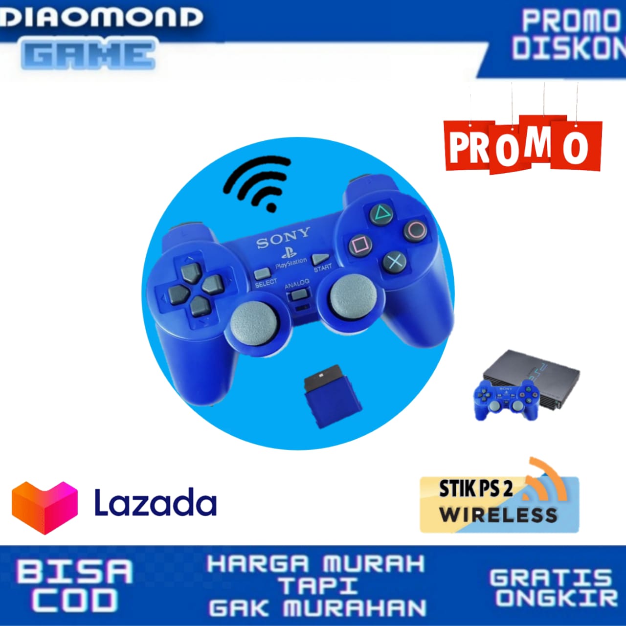 Stik Stick PS2 wireless OP Warna Merah Biru Putih | Lazada Indonesia