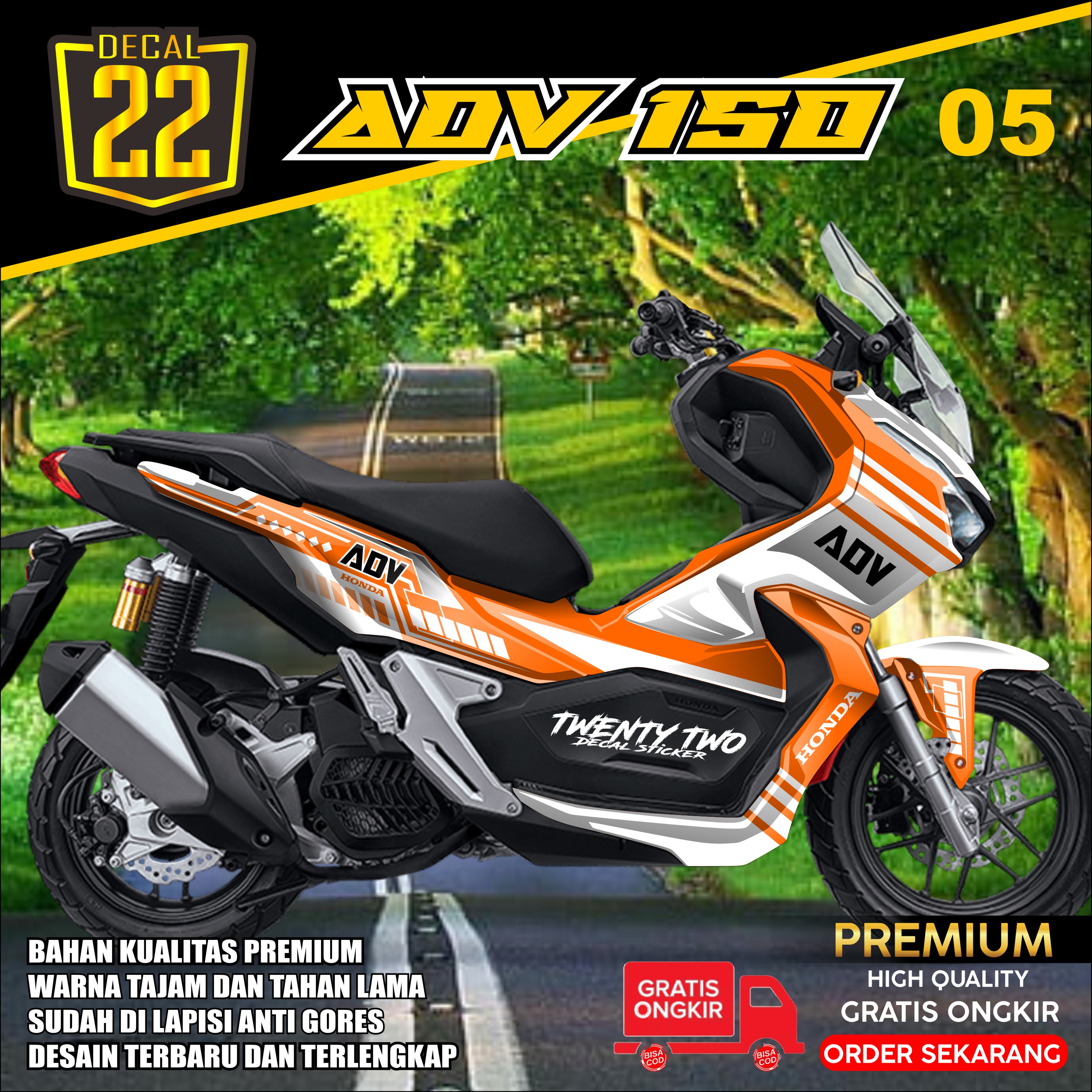 Decal ADV 150 Full Body Stiker ADV 150 Decal Sticker Motor Honda ADV ...