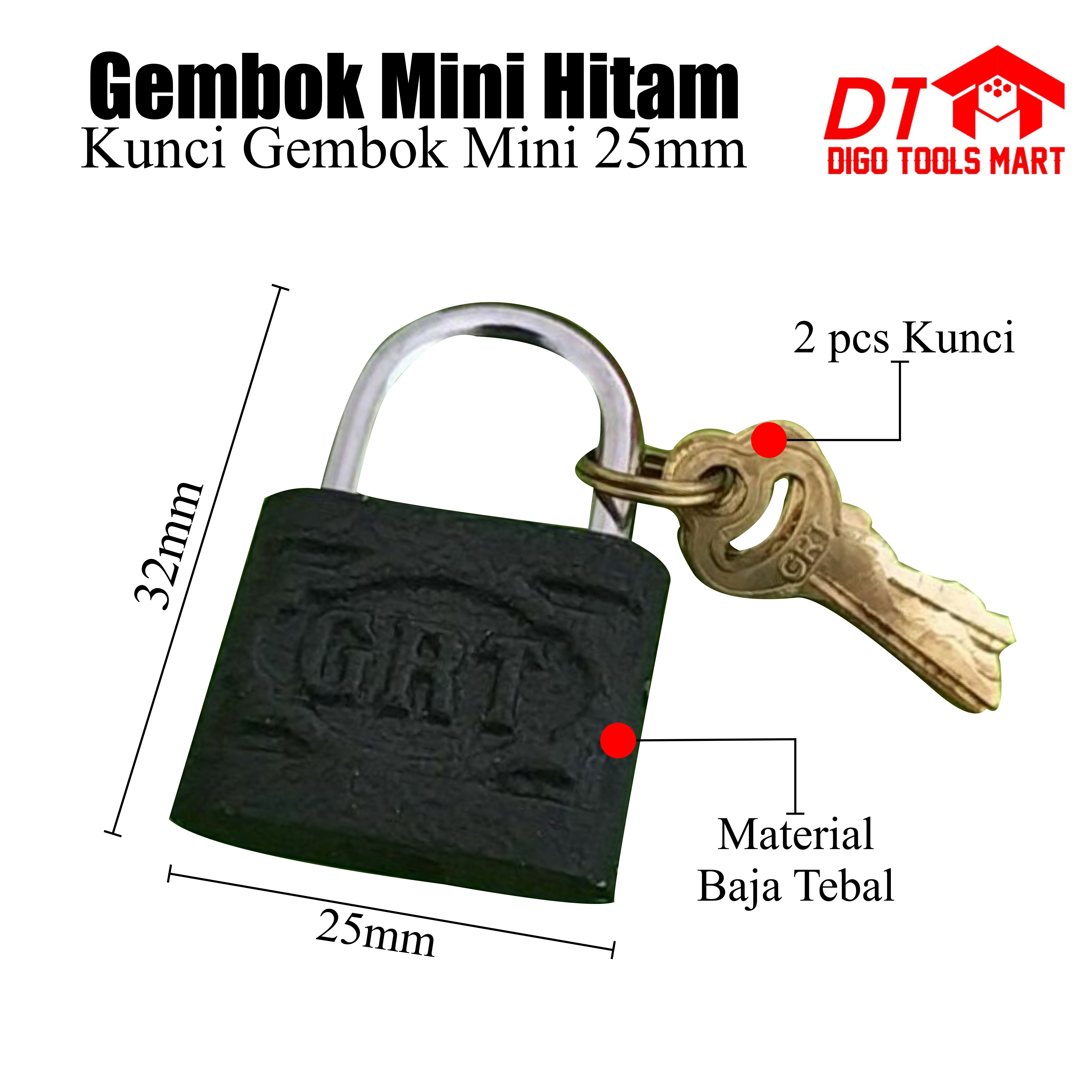 Gembok Mini Hitam Kunci Gembok Mini 25mm | Lazada Indonesia