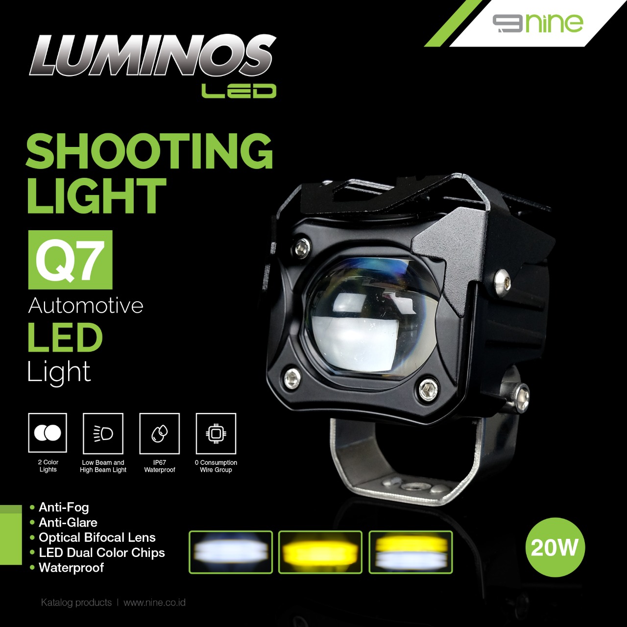 LUMINOS LED SHOOTING LIGHT Q7 SUPER BRIGHT LAMPU SOROT 2 WARNA PUTIH ...