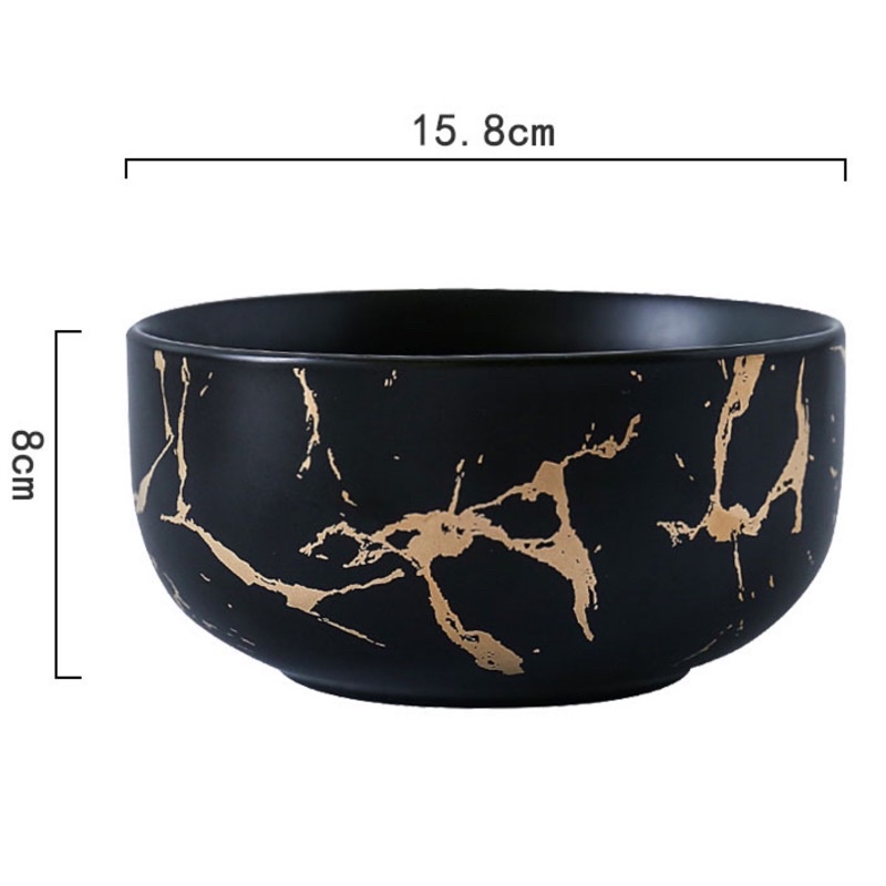 Classic Marble Soup Bowl mangkok keramik marmer gold hitam putih ...