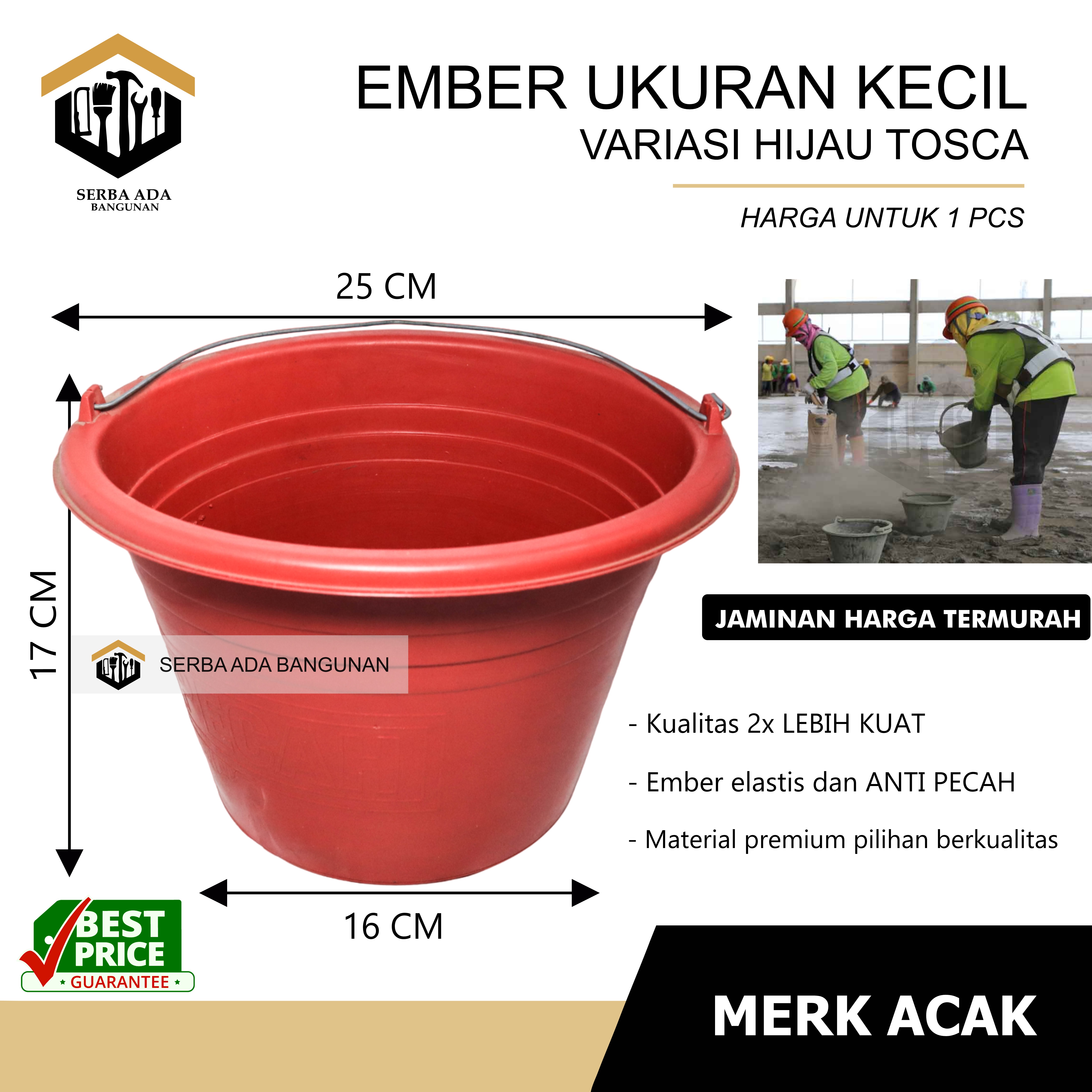 Ember Plastik WARNA KECIL MERAH Ember Cor Anti Pecah | Ember Bangunan ...