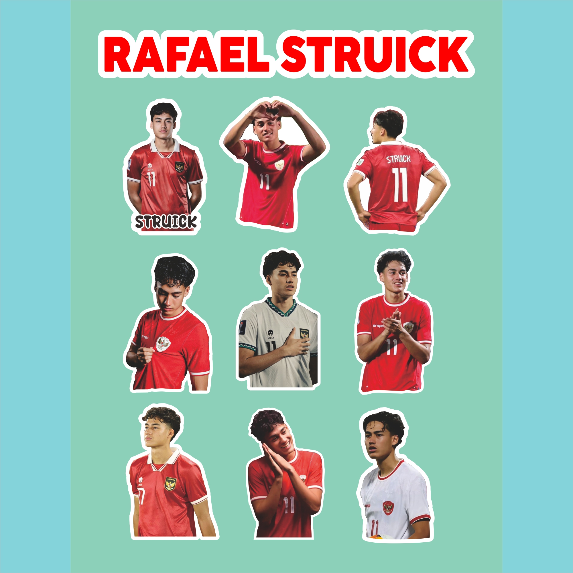 Stiker Pack Rafael Struick - Stiker Timnas Indonesia - Tumbler Laptop ...