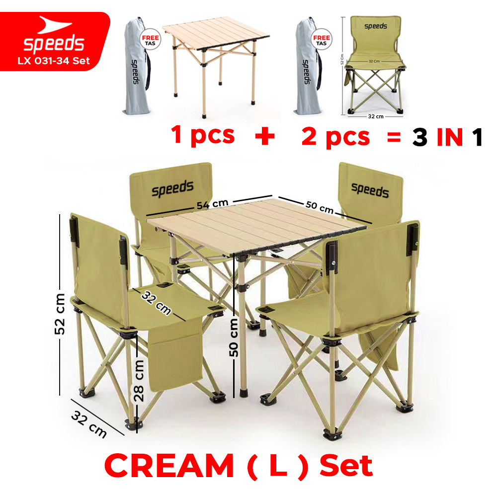 SPEEDS Meja Lipat Kursi Lipat Set Portable Folding Table Chair Meja ...